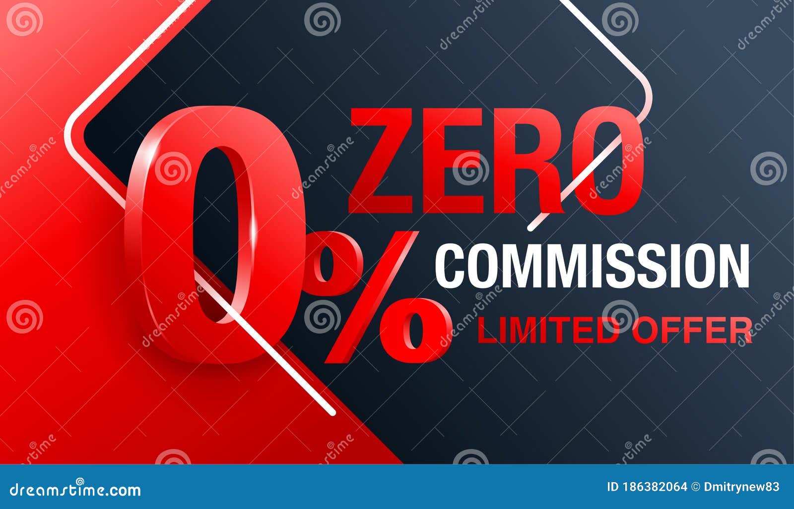 0 Zero Commission Special Offer Banner Stock Vector - Illustration of ...