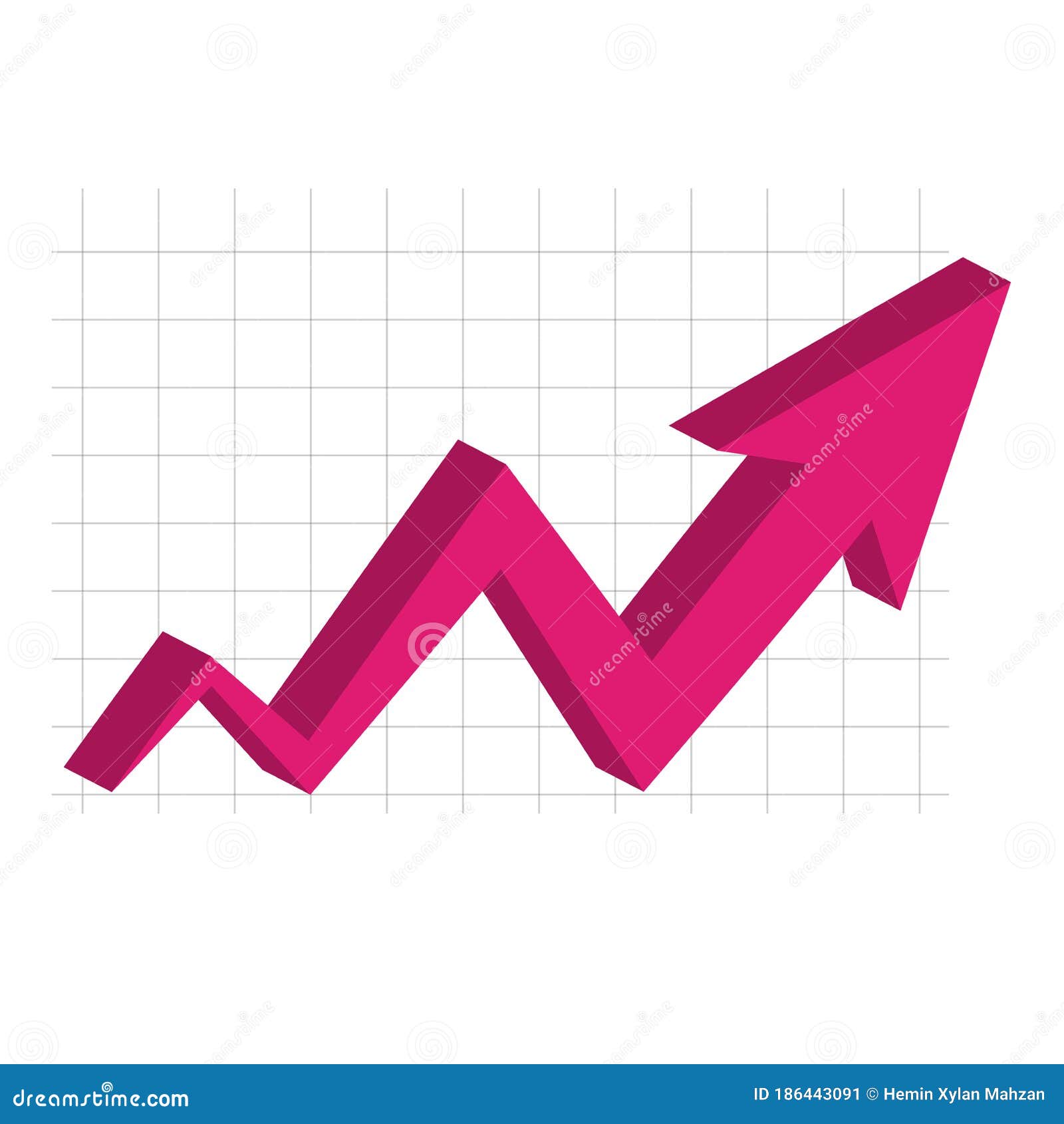 3D arrow pointing upwards stock vector. Illustration of chart - 186443091