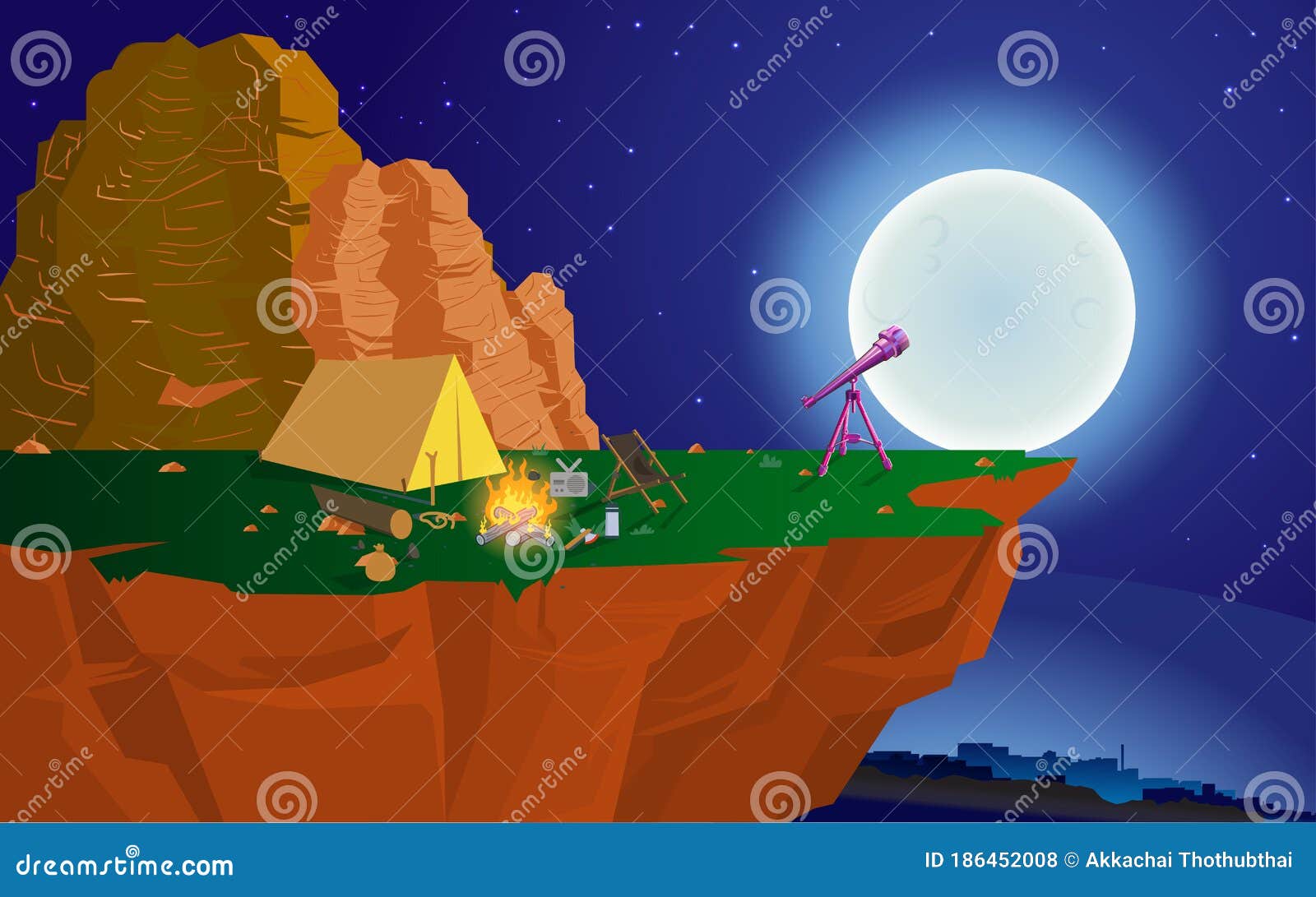 Moon light in the night stock vector. Illustration of light - 186452008