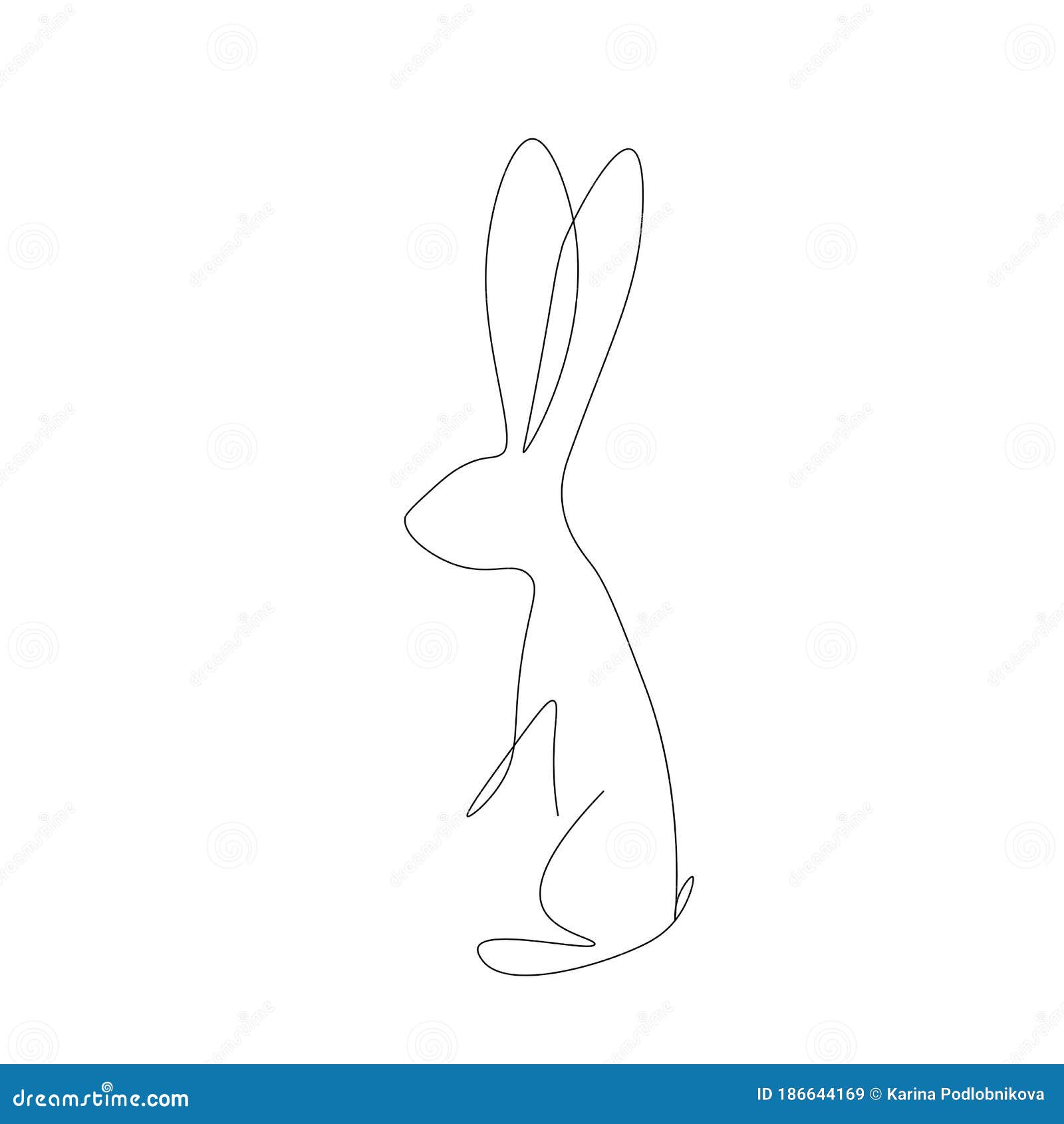 Bunny Animal Line Drawing, Vector Illustration Stock Illustration ...