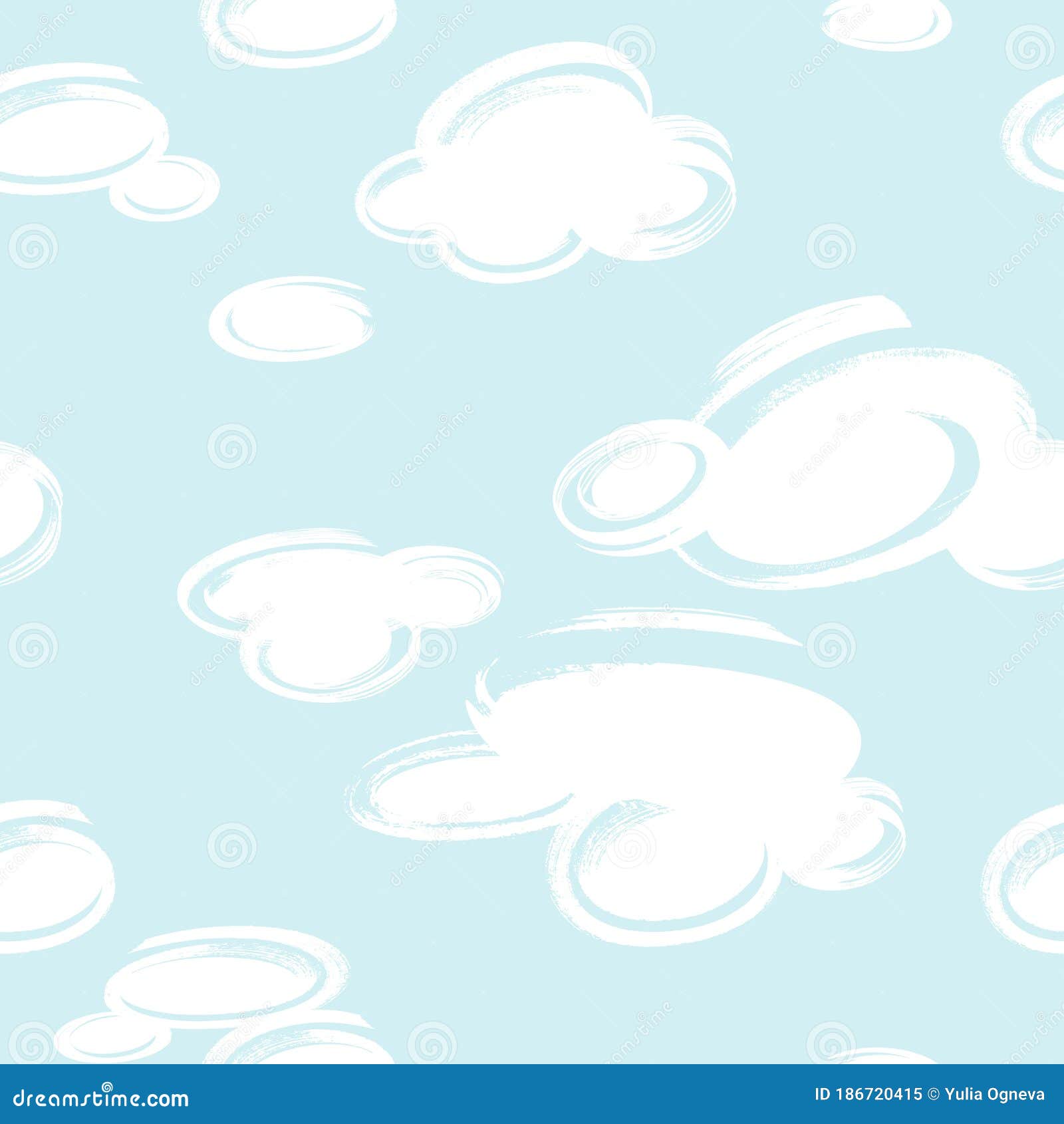 Seamless Pattern with White Clouds Isolated on Blue Background ...
