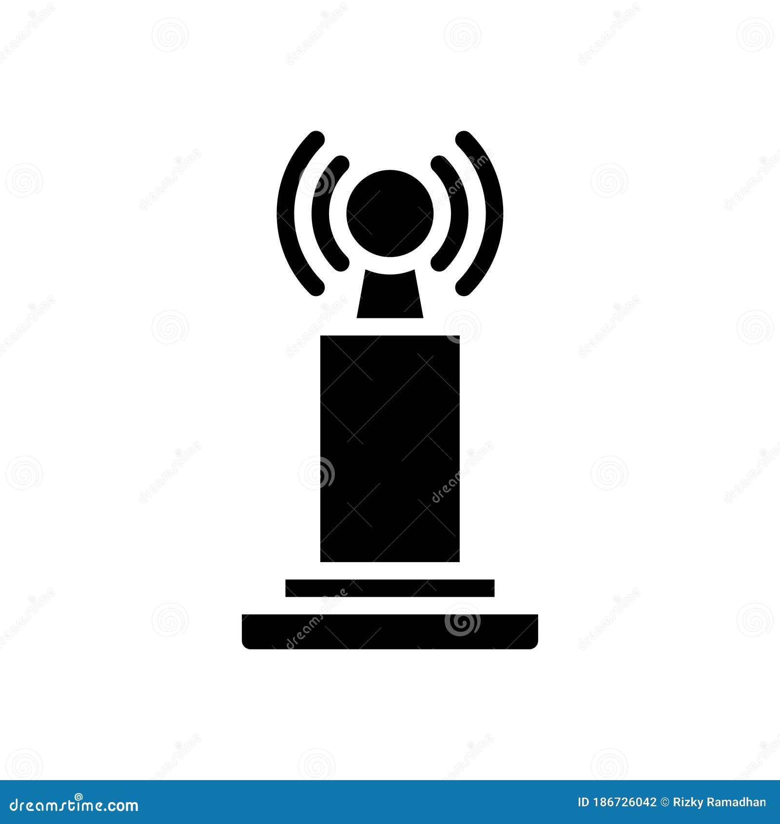 Icon Set With Transmitter, Repeater And Receiver Mast On Round And ...