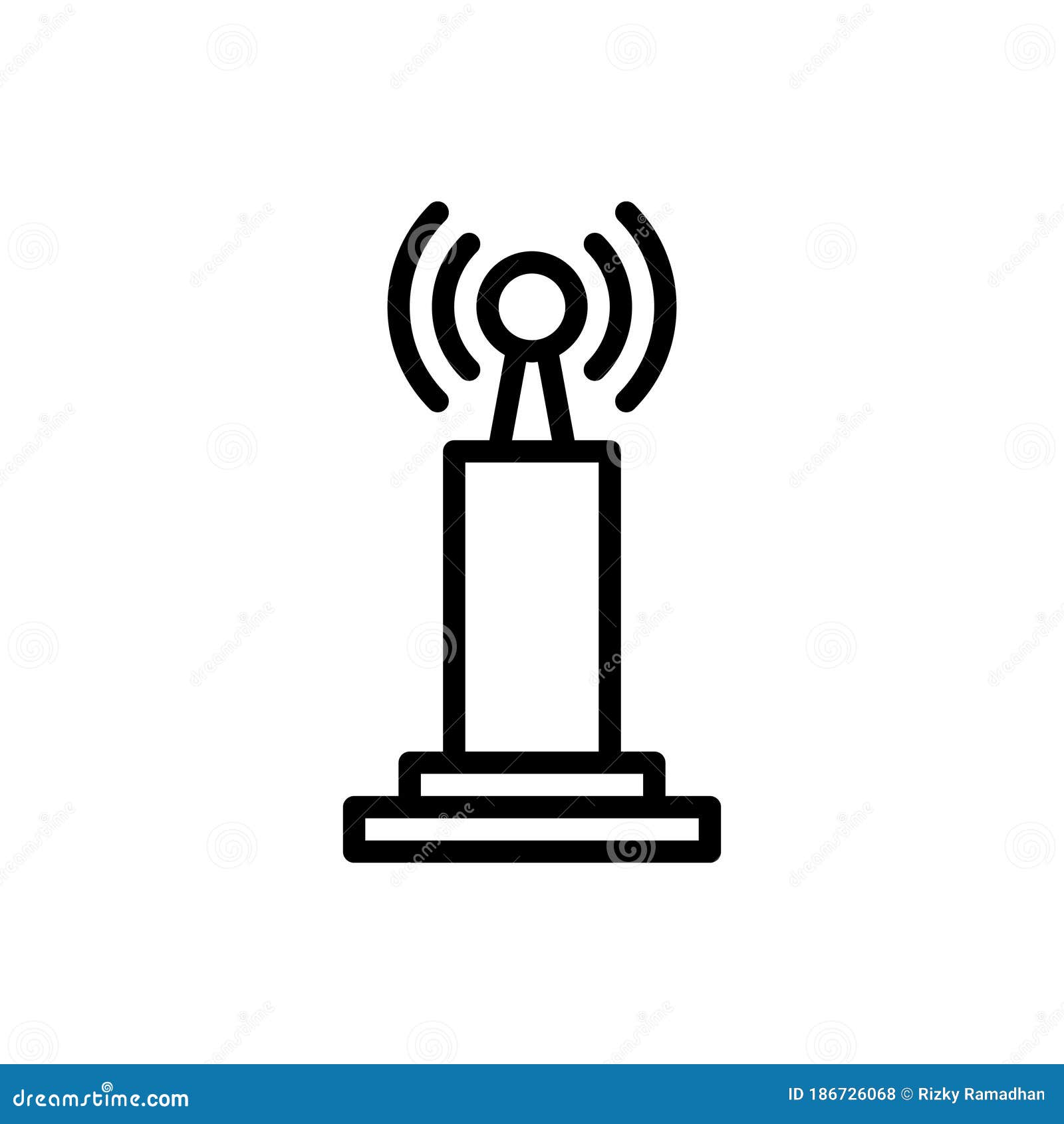 Icon Set With Transmitter, Repeater And Receiver Mast On Round And ...