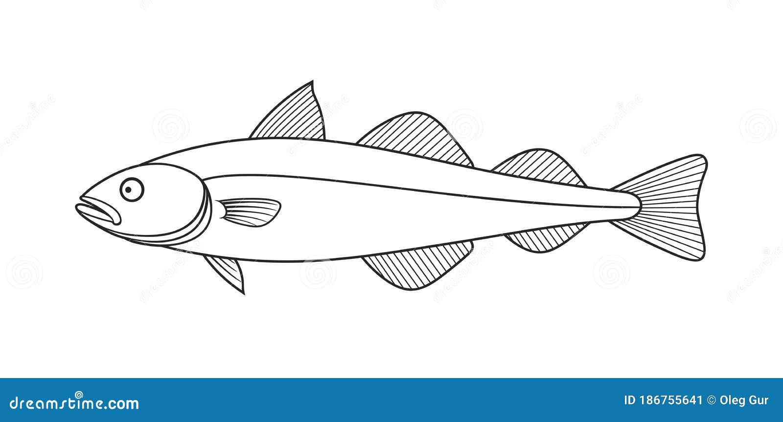 Pollock Outline. Isolated Pollock on White Background Stock Vector ...