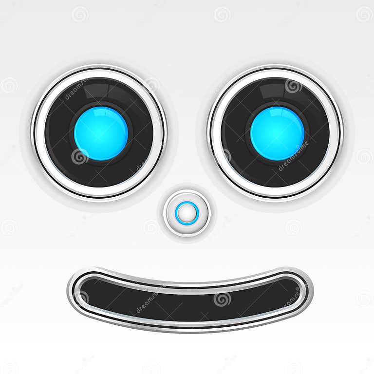 Cute Vector Robot Face Smiling. Stock Vector - Illustration of ...