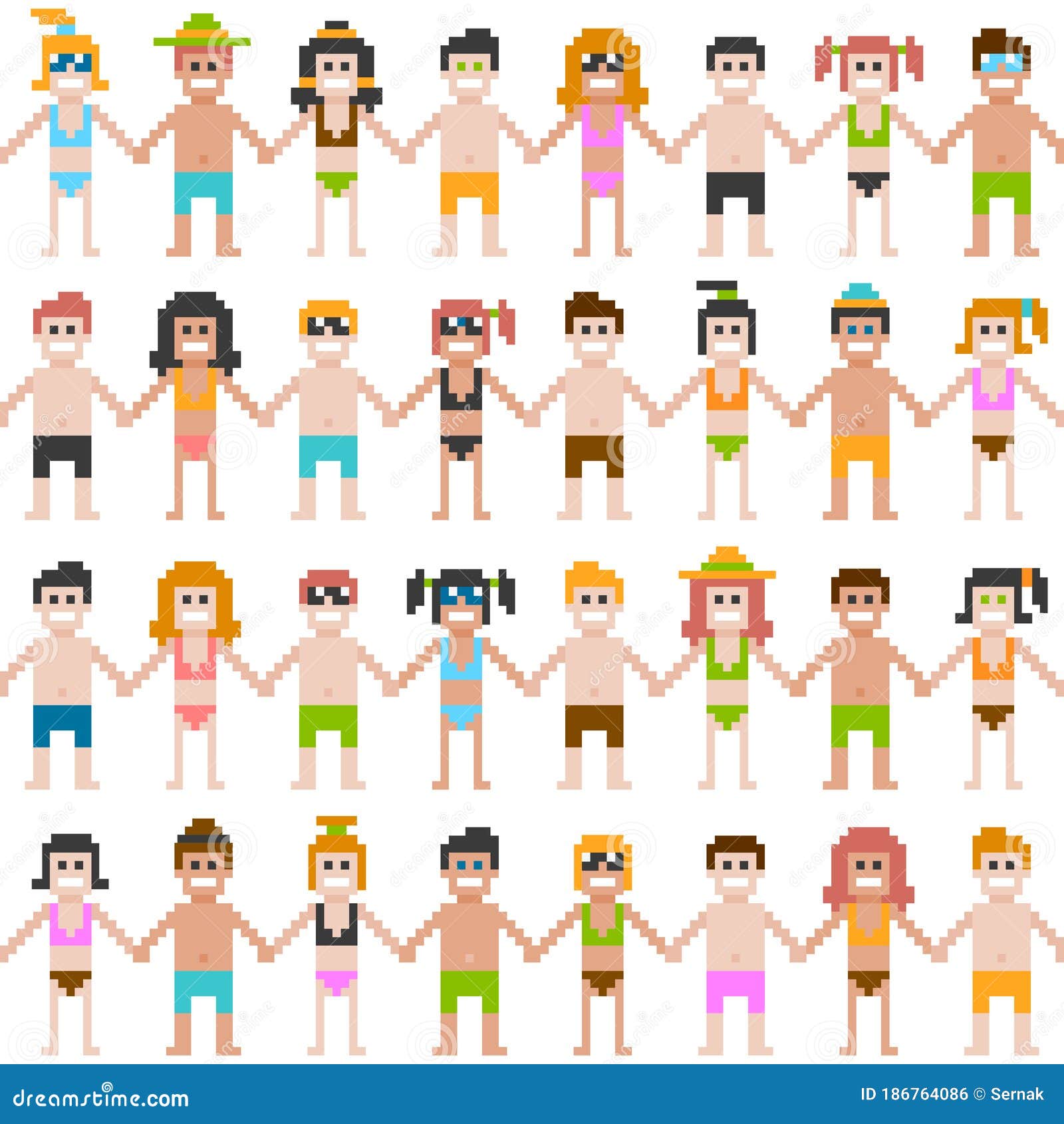 Pixel Teen With Swimsuit Character.summer.8bit. Stock Photography ...