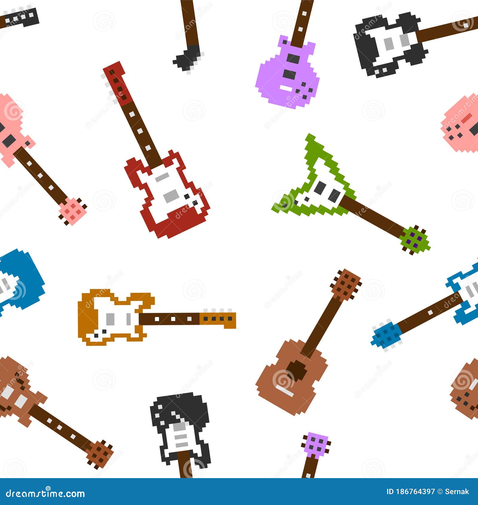 Pixel Art Guitar Vector Set | CartoonDealer.com #51880141