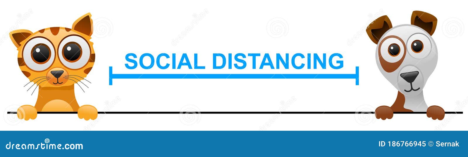 Cute Pets with Social Distance. Stock Vector - Illustration of eyes ...