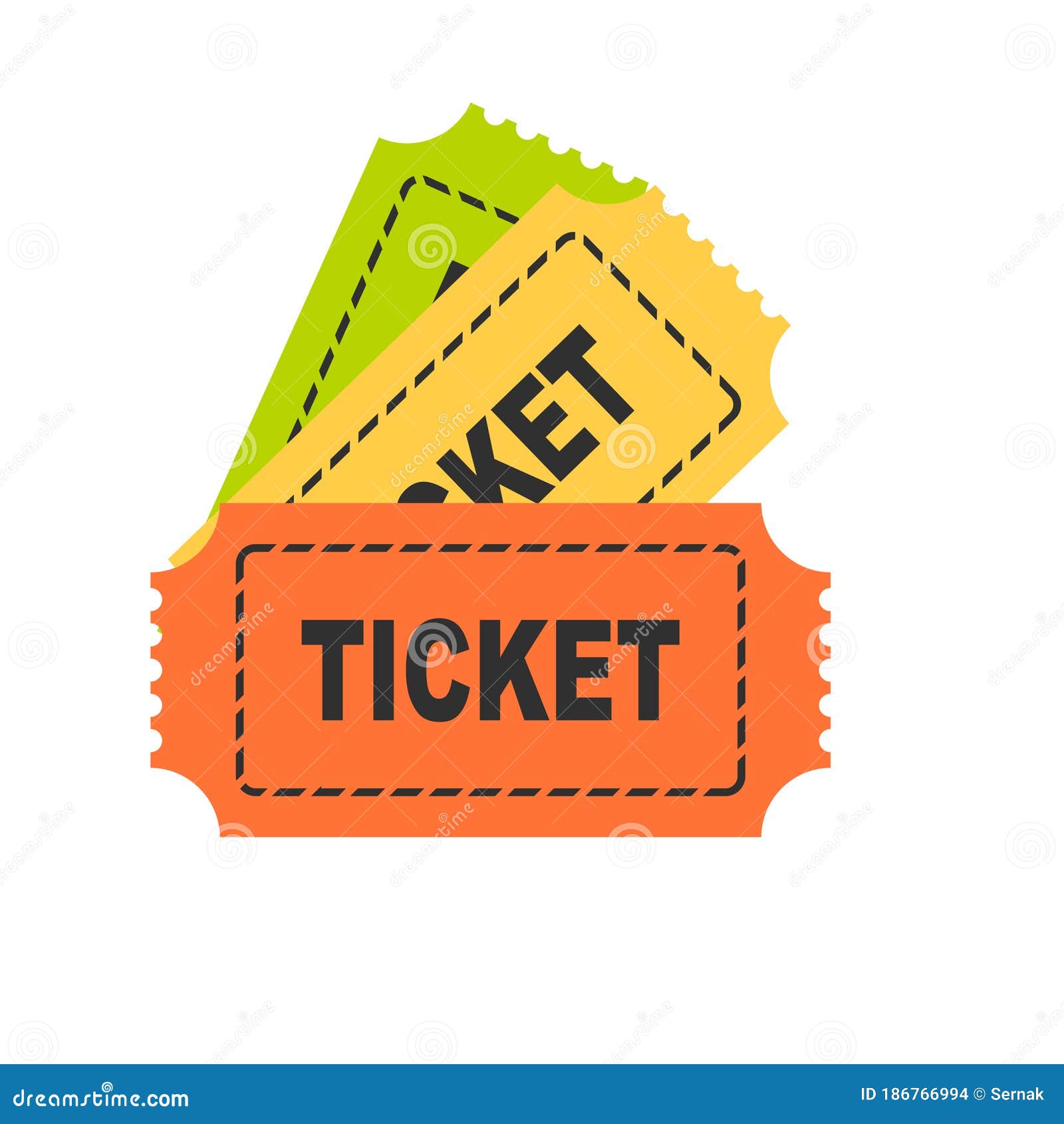 Vintage Ticket Icons with Colors. Stock Vector - Illustration of pass ...