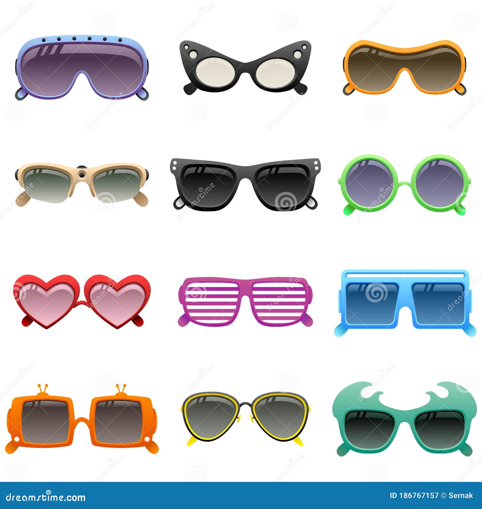 Colorful Glasses Collection. Stock Vector - Illustration of eyesight ...