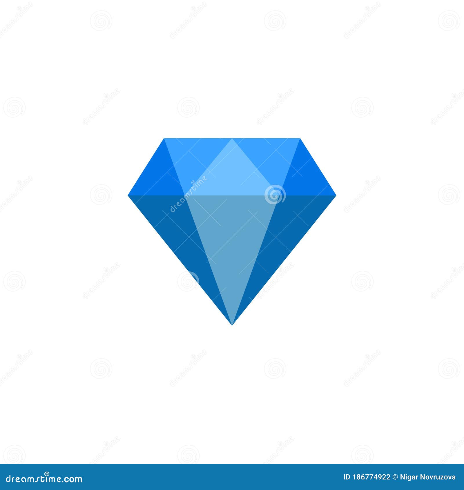 Blue Diamond, Carat Isolated Vector Icon. Crystal, Jewelry, Luxury ...