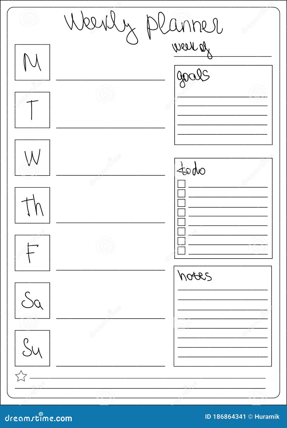 Week planner simple white stock vector. Illustration of form - 186864341