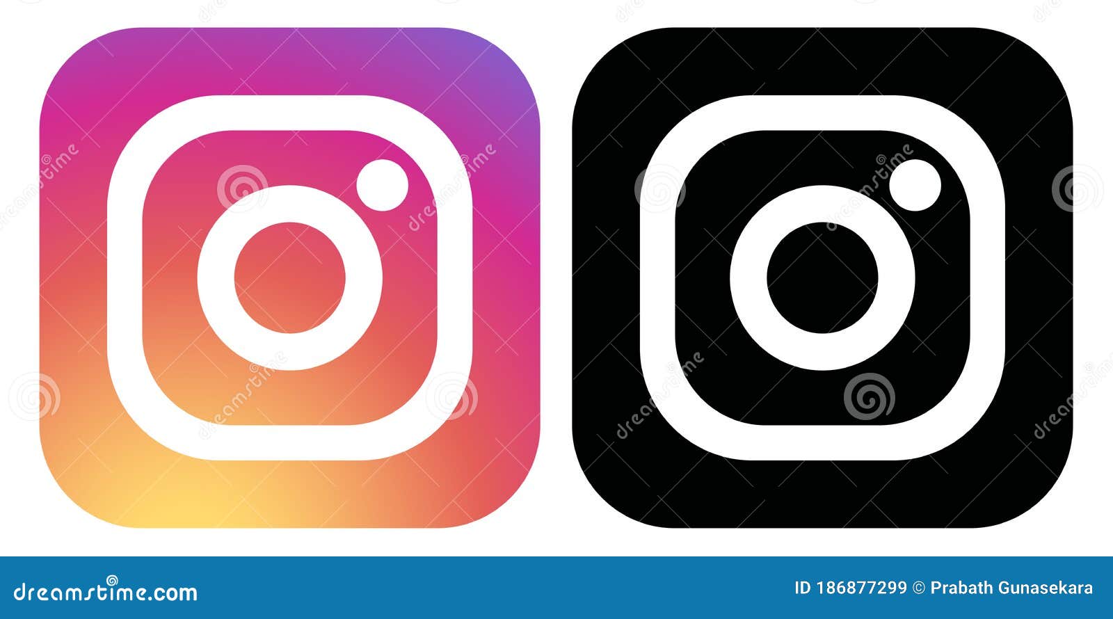 Squared Colored and Black Round Edges Instagram Logo Icon Editorial ...