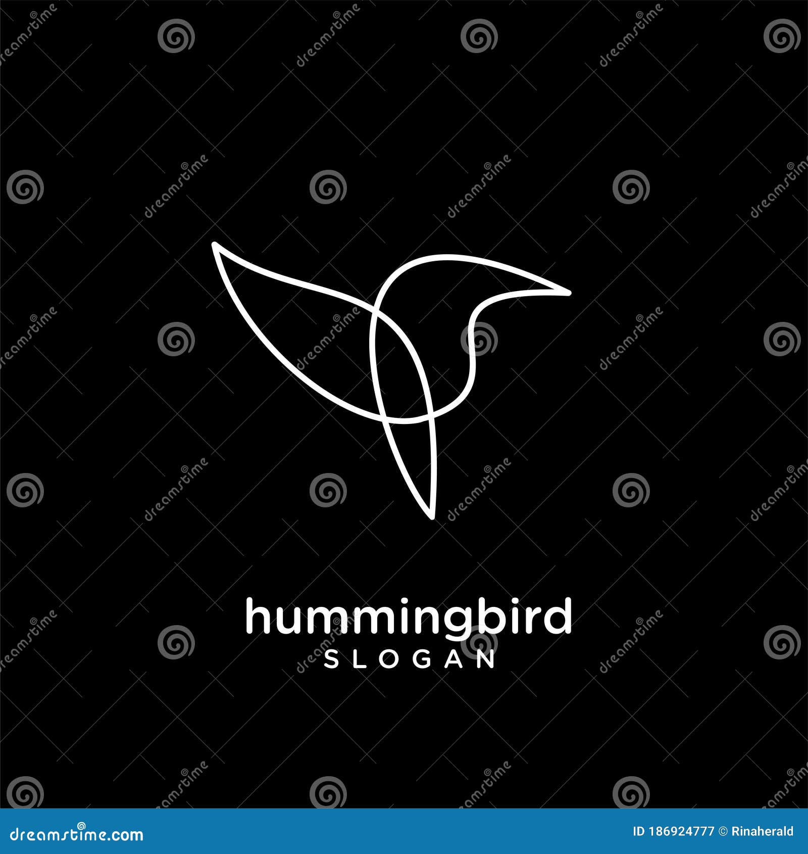 Hummingbird Line Abstract Simple Modern Logo Isolated Black Background ...