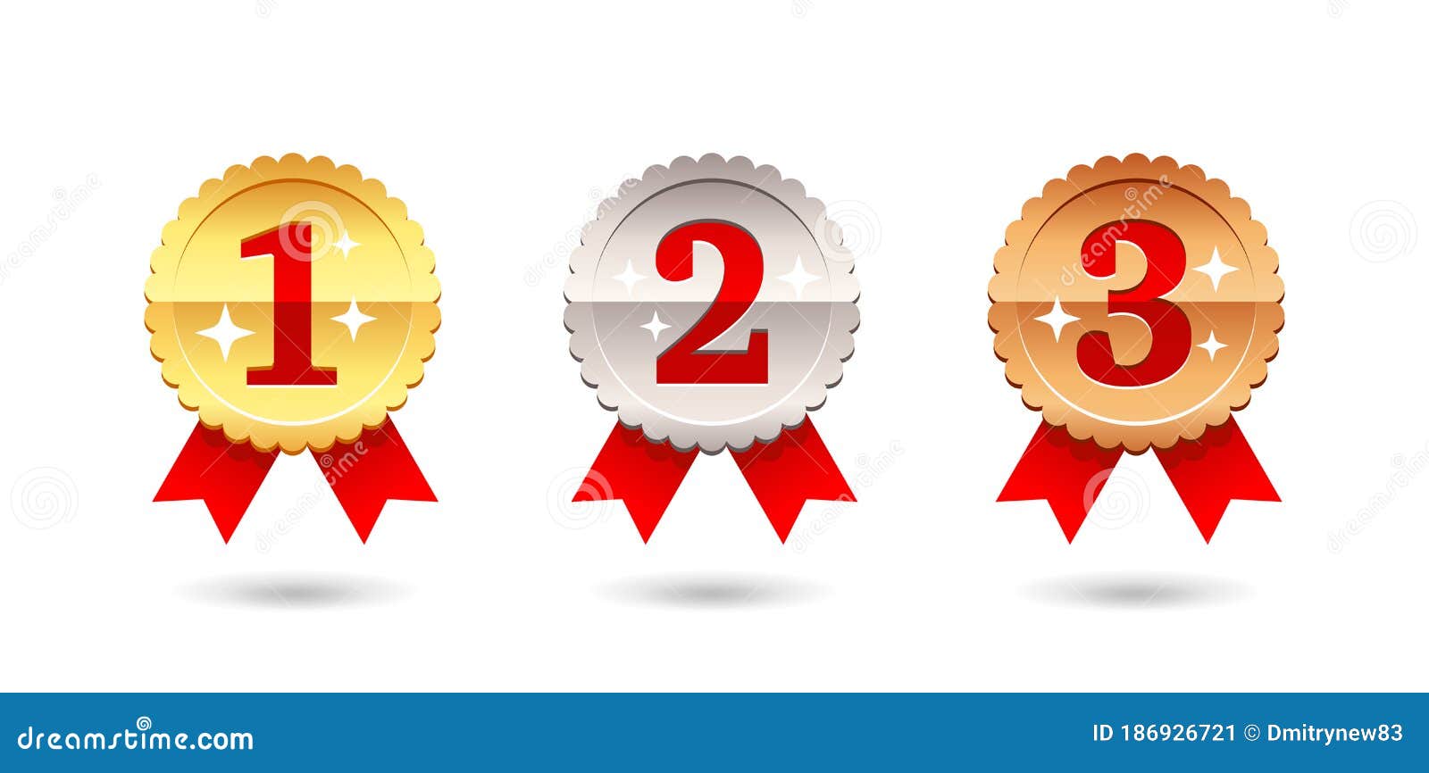 Three Winning Places Concept. Medals With Ribbon Stock Photo ...