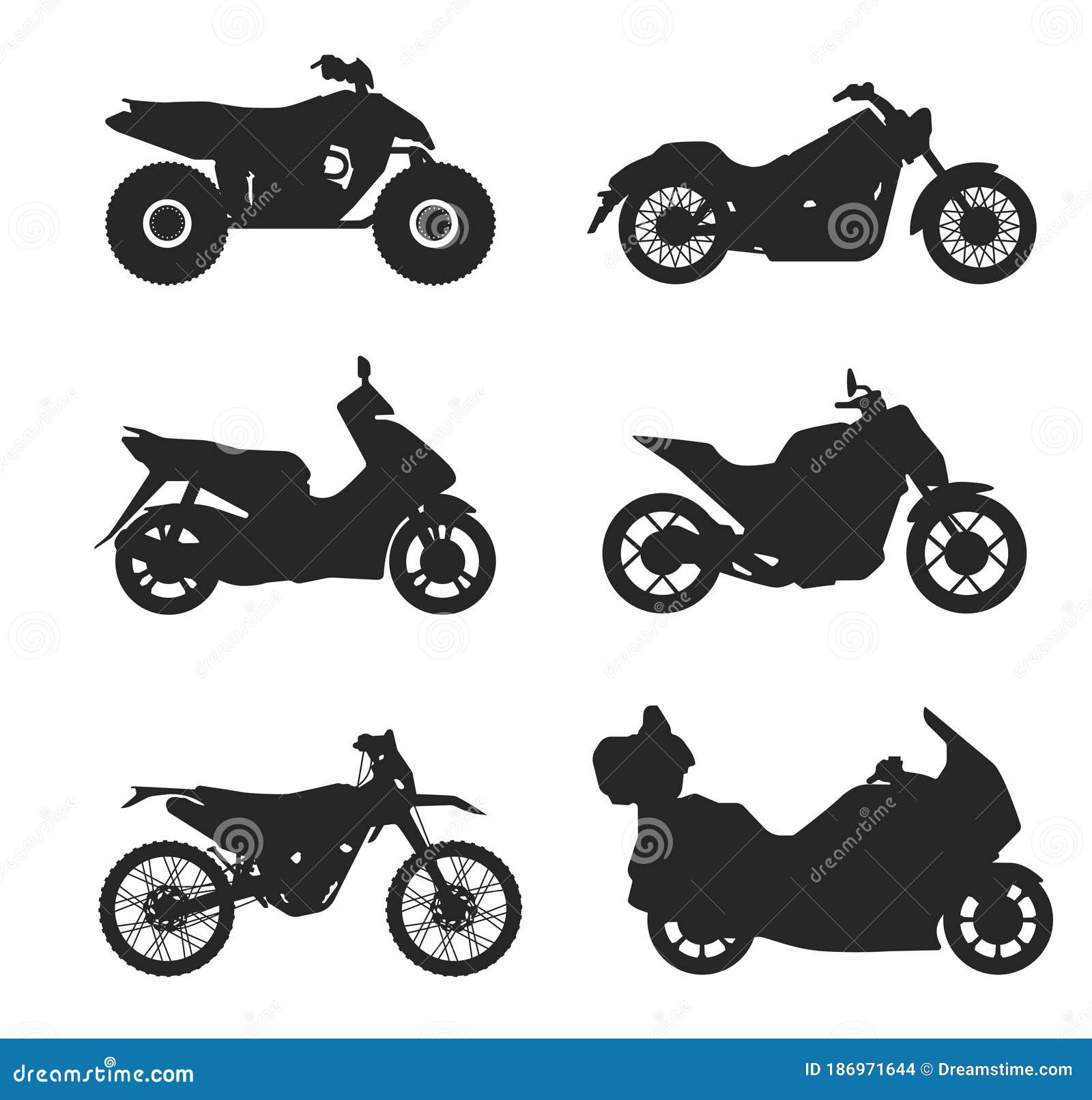 Motorcycle Icon Vector Logo Template. Vector Black Motorcycles Icon Set ...