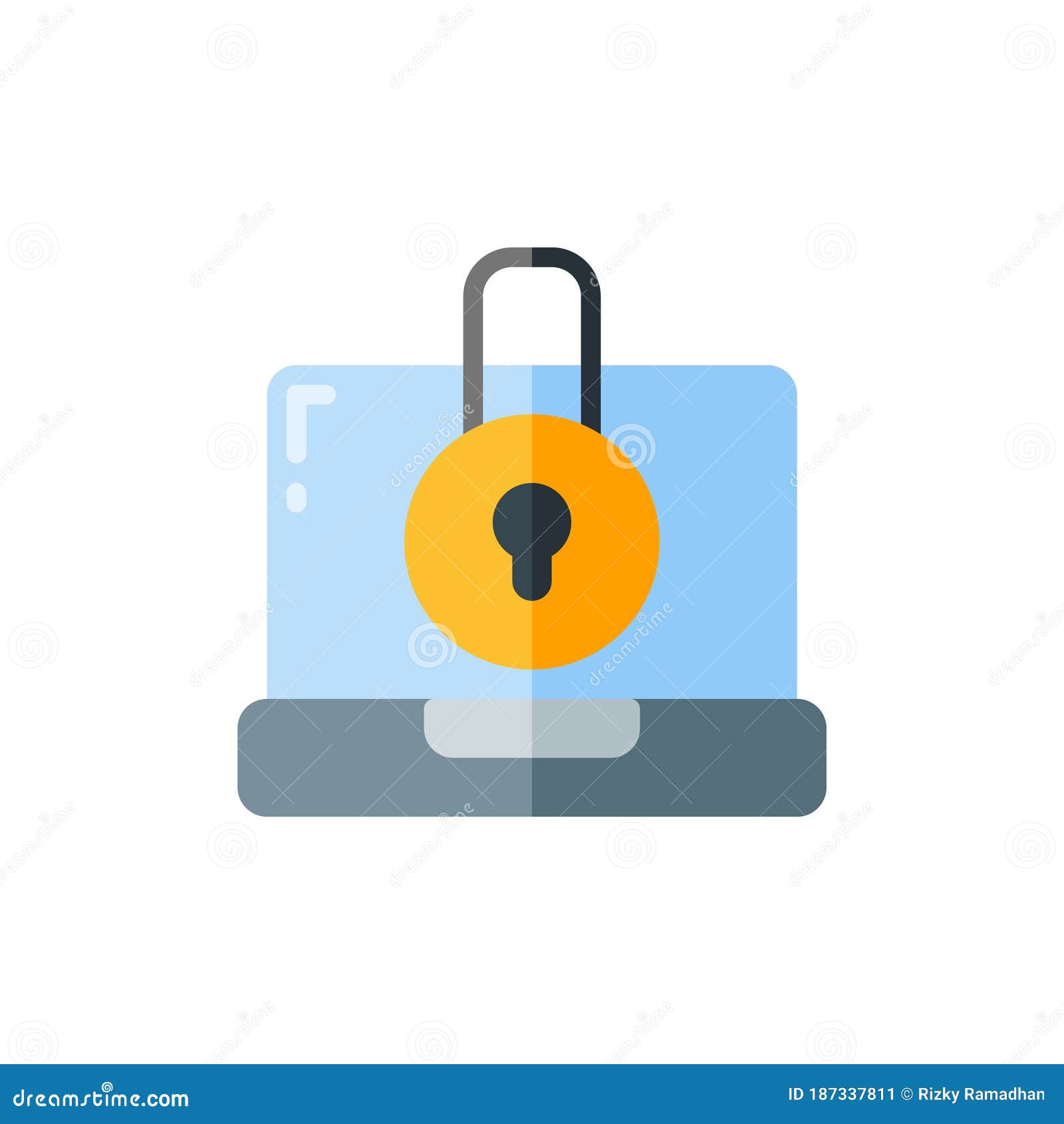 Computer Security Icon in Flat Style Stock Vector - Illustration of ...