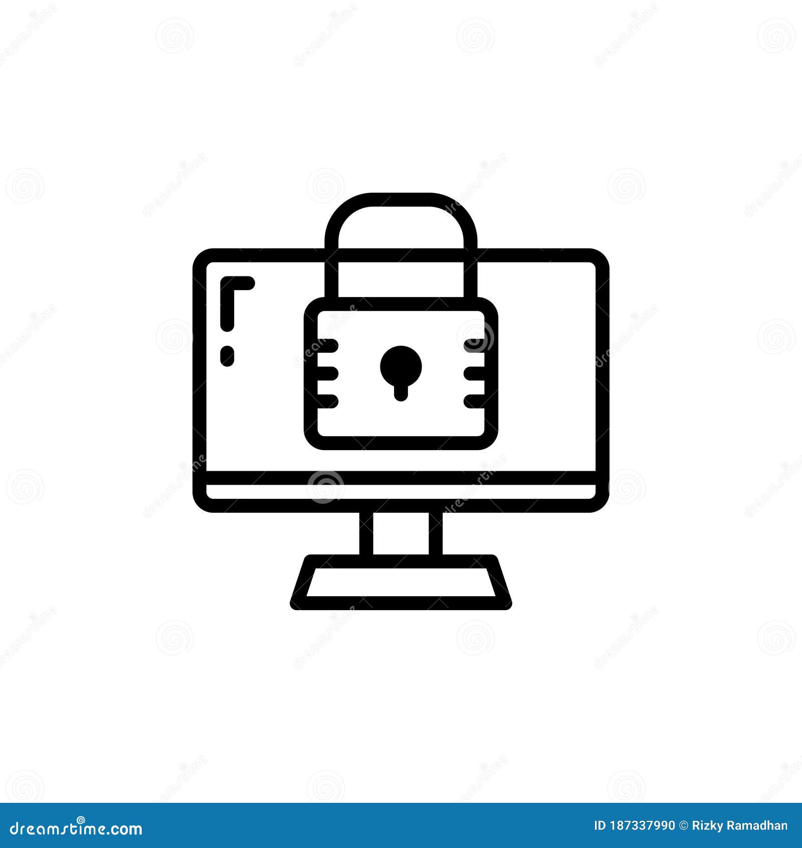 Computer Security Icon in Line Style Stock Vector - Illustration of ...