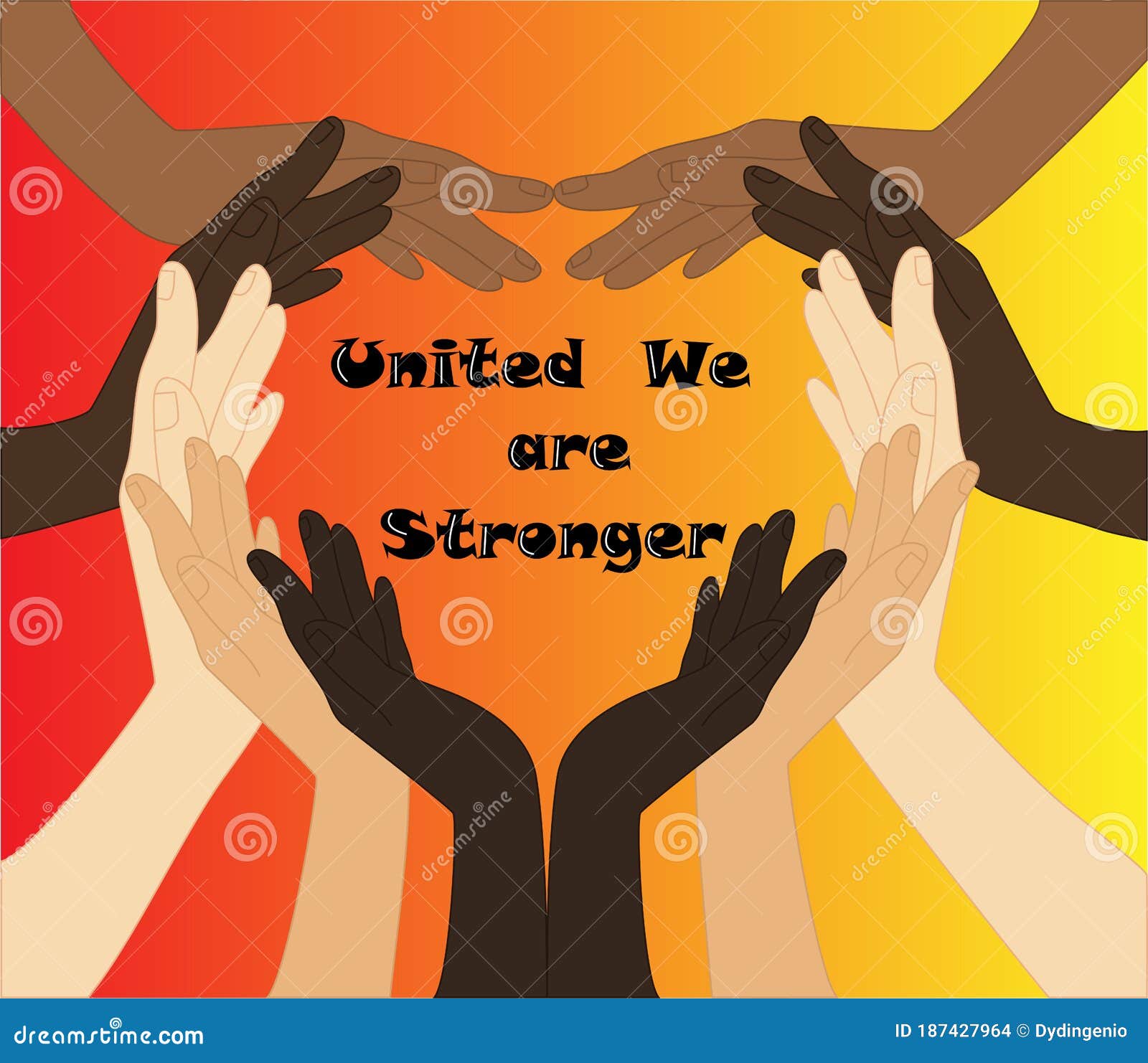 Illustration for Multicultural Unity, Hands of Different Ethnic Groups ...