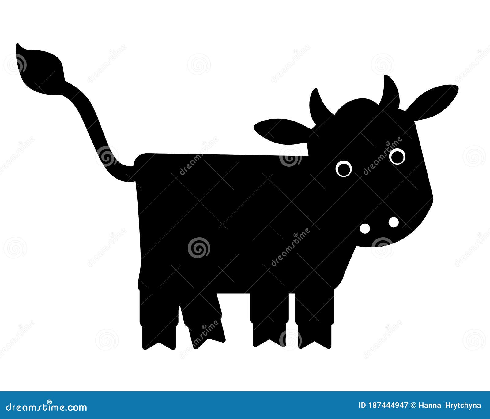 Merry Cow - Black Silhouette Vector Illustration For Logo Or Pictogram ...