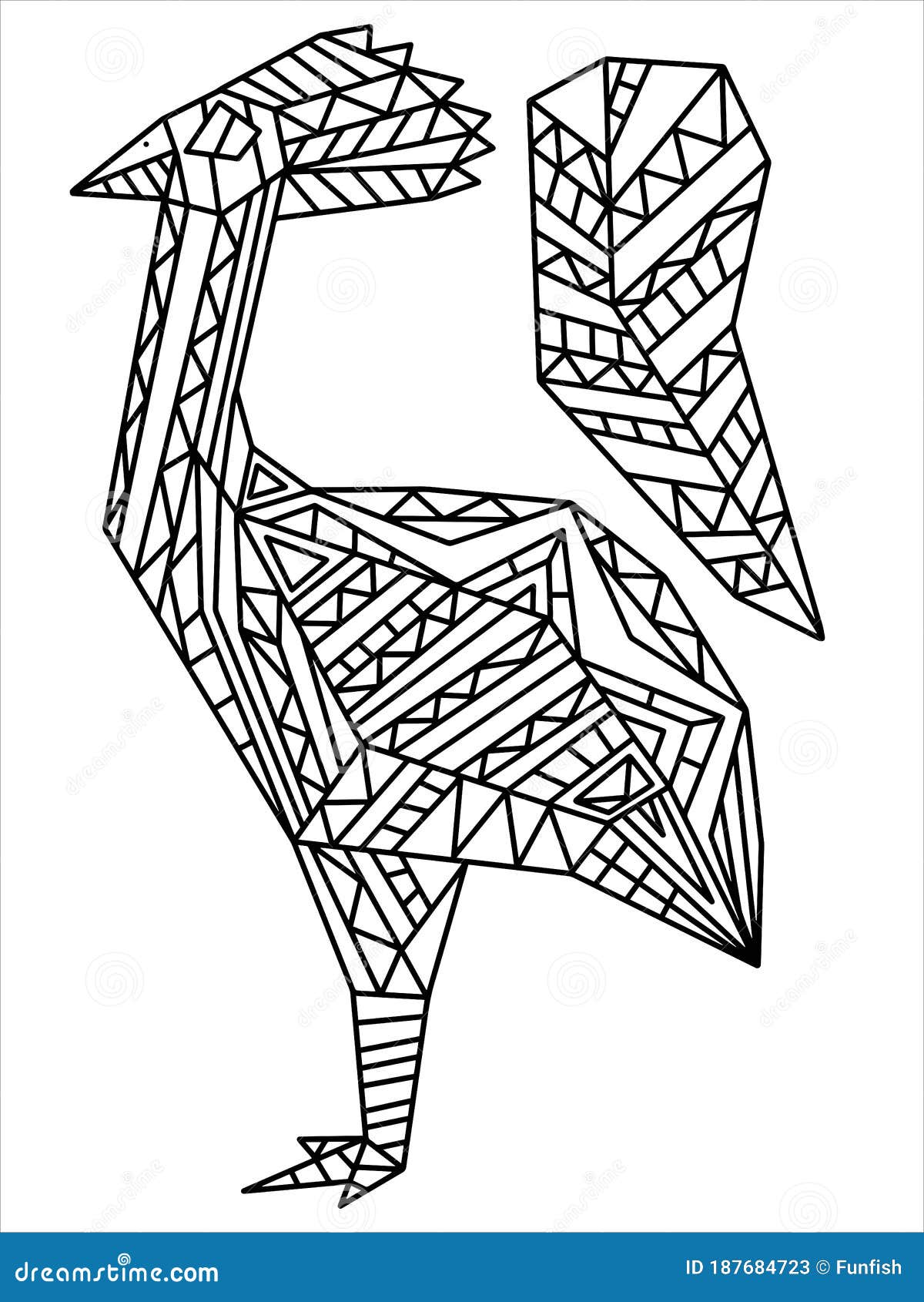 Fantasy Bird Geometrical Coloring Page Stock Vector Illustration. Stock ...