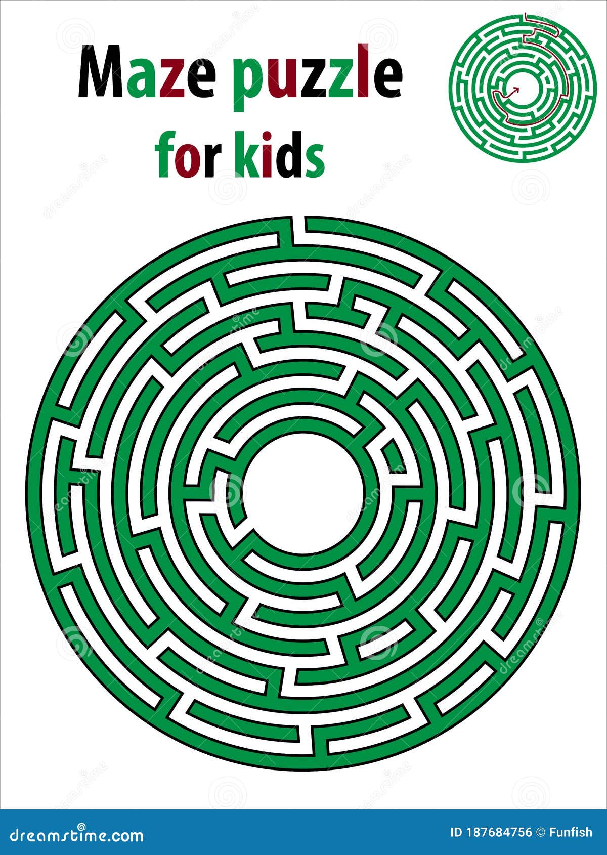 Maze Puzzle for Kids with Answer Isolated on White Stock Vector ...