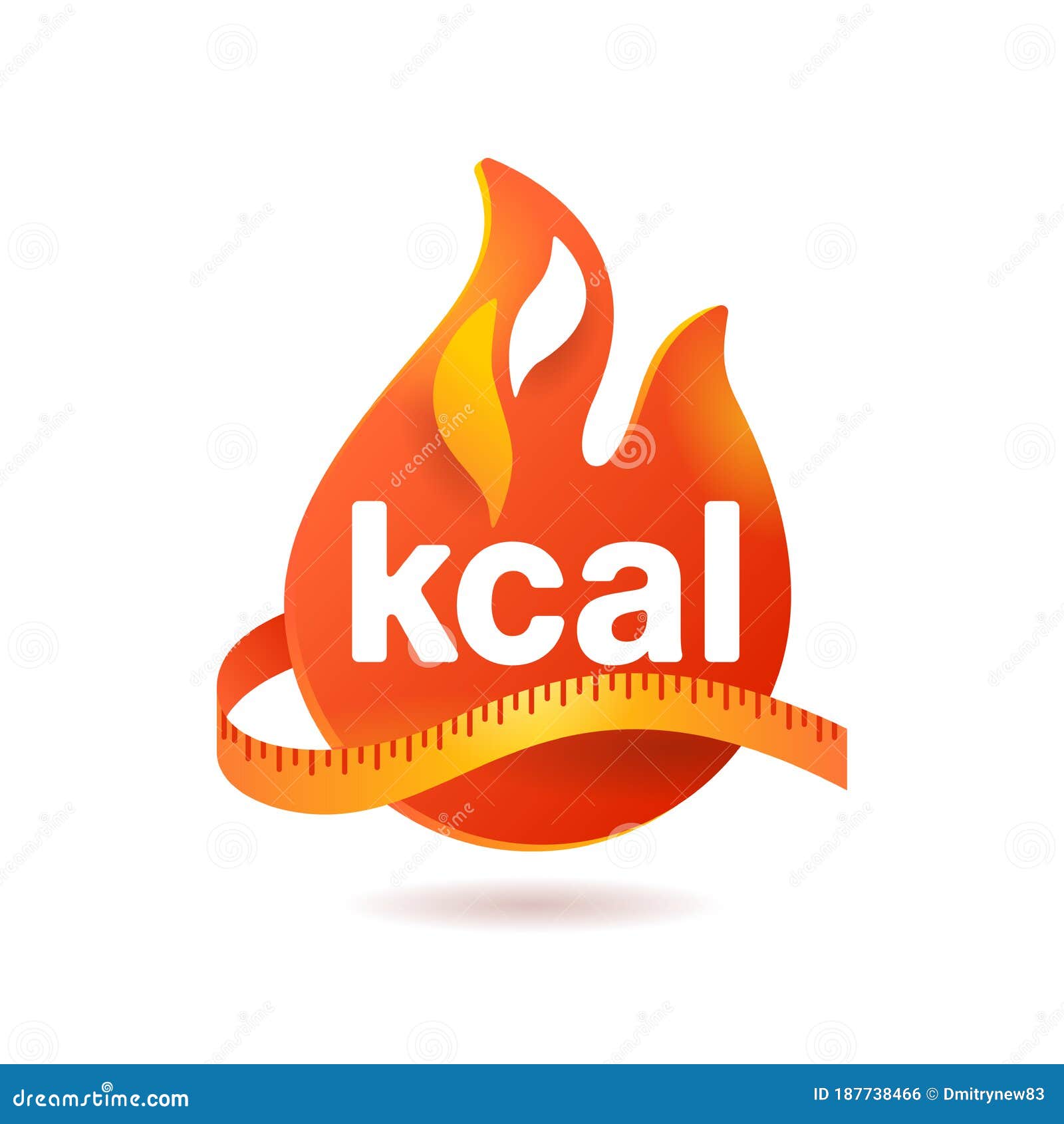 Kcal Icon - Kilocalorie Emblem with Fire and Tape Stock Vector ...