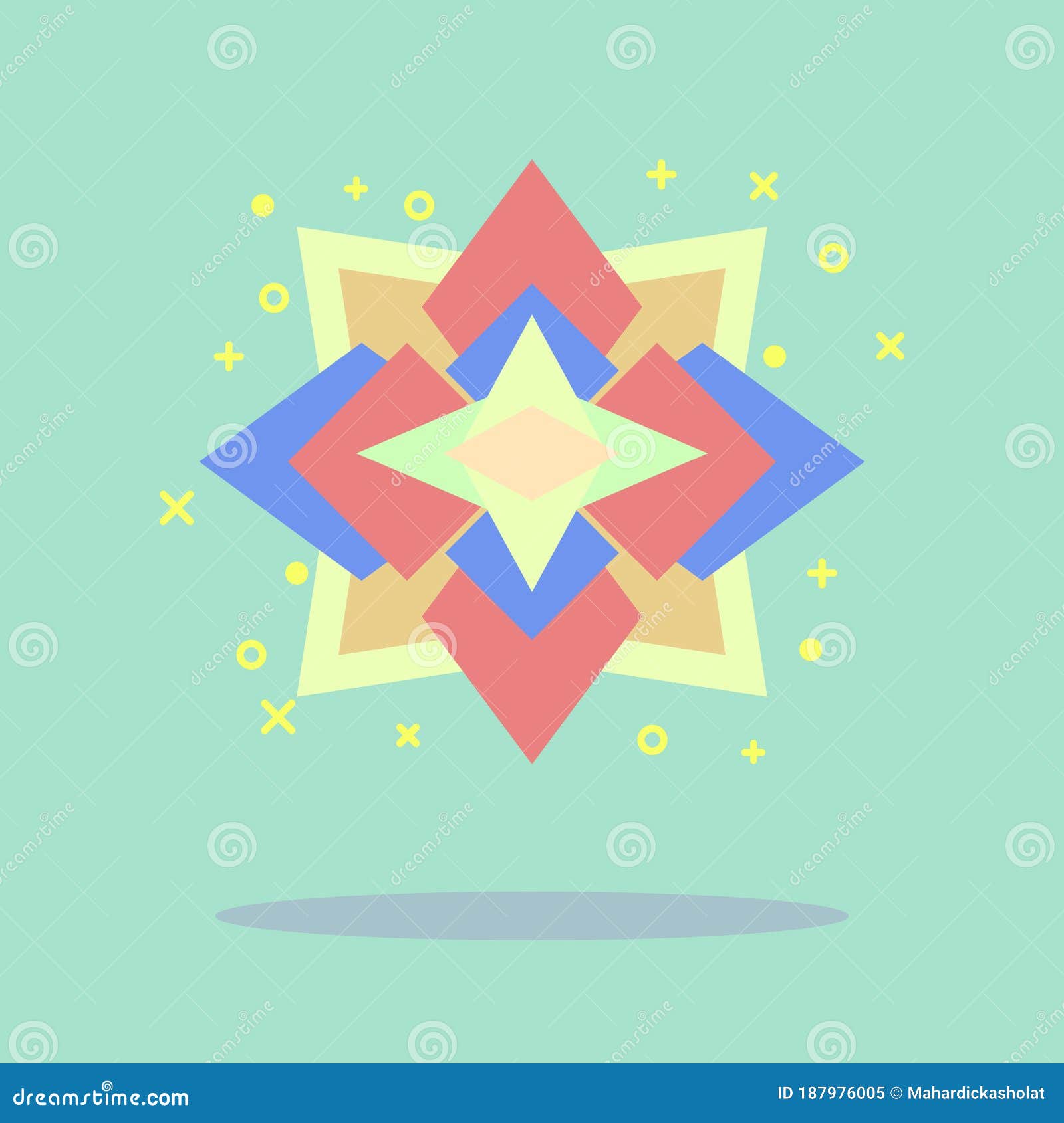 Flat Design of Abstract Rose Element. Geometry Object Vector Stock ...