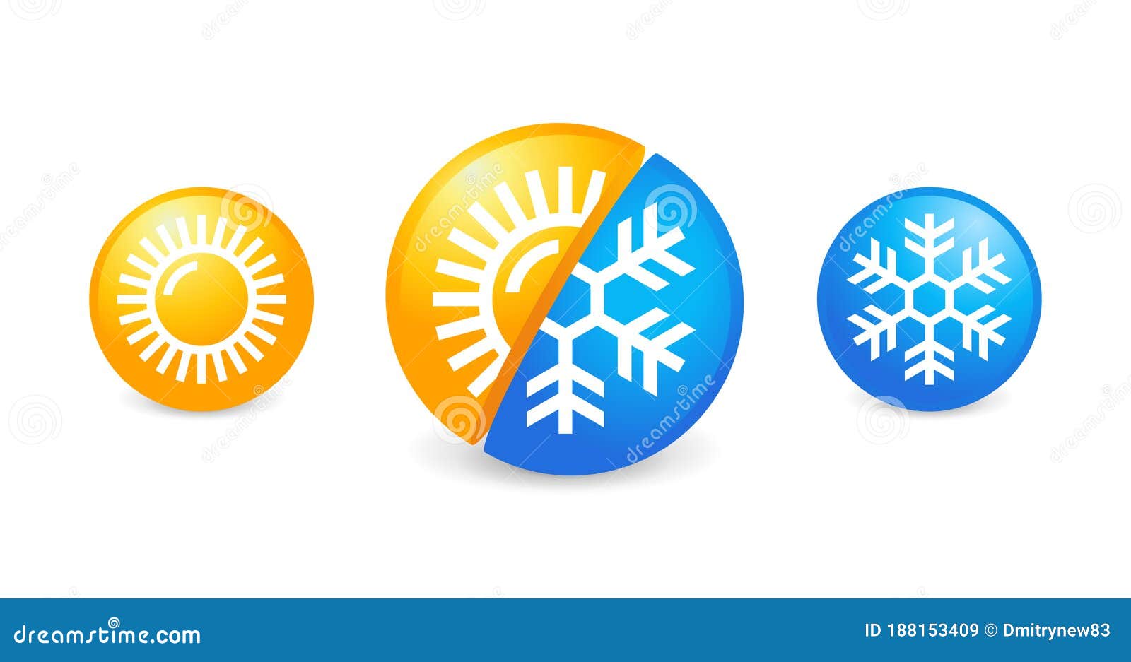 Icons with Symbols of Sun and Snowflake Stock Vector - Illustration of ...