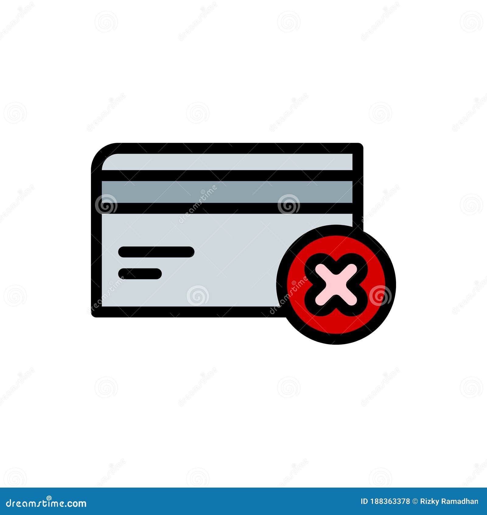 Filled Line Style Icon of Broken Bank Card. Vector for Website Stock ...