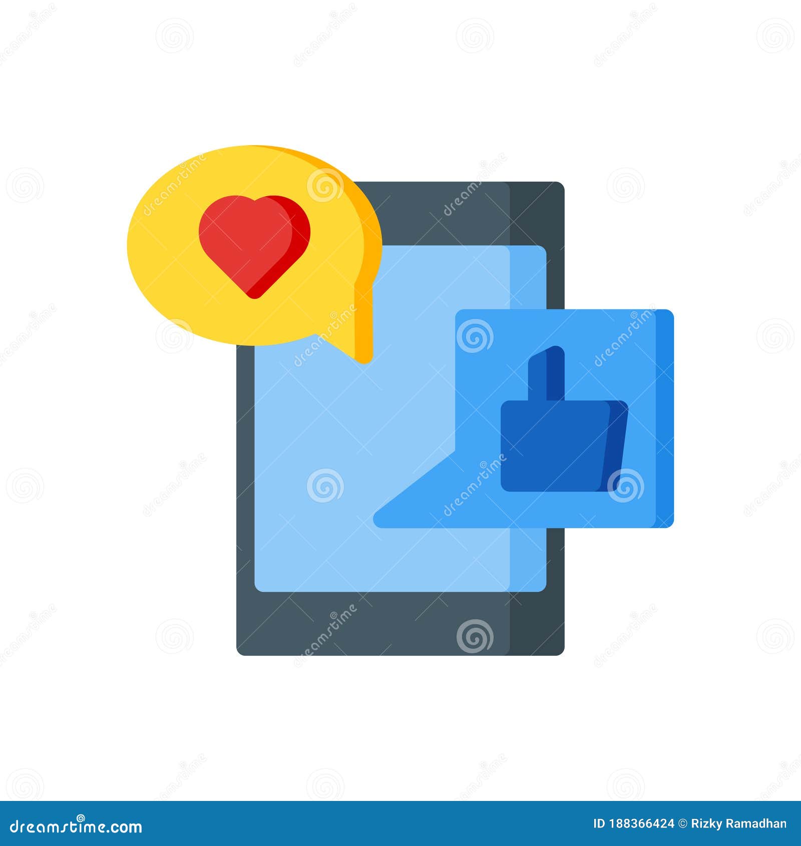 Mobile Like Message Icon. Vector in Flat Style Stock Vector ...