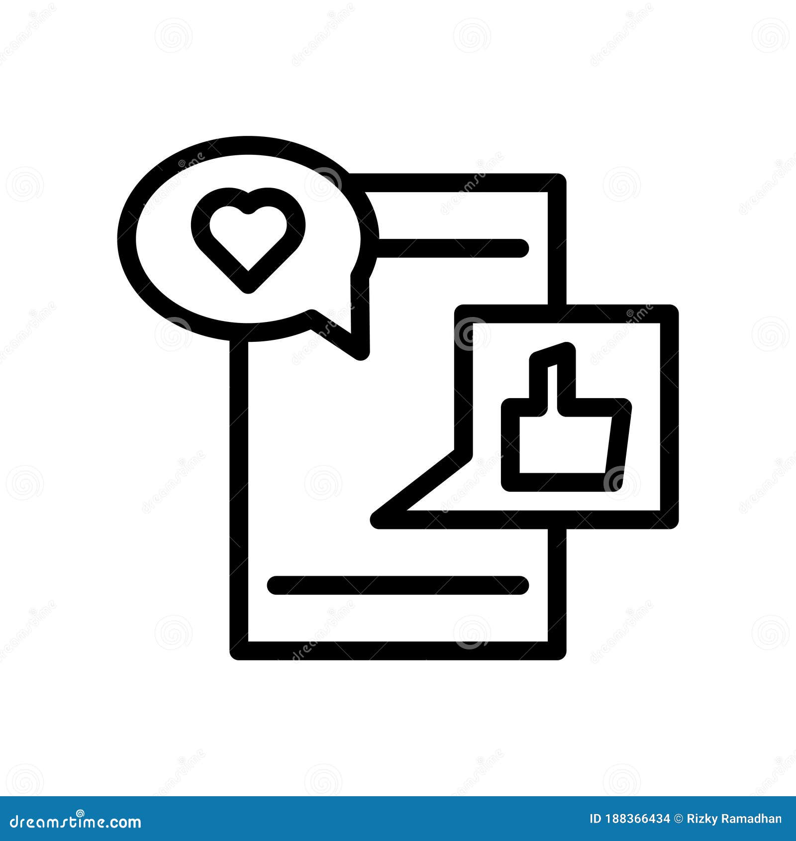 Mobile Like Message Icon. Vector in Line Style Stock Vector ...