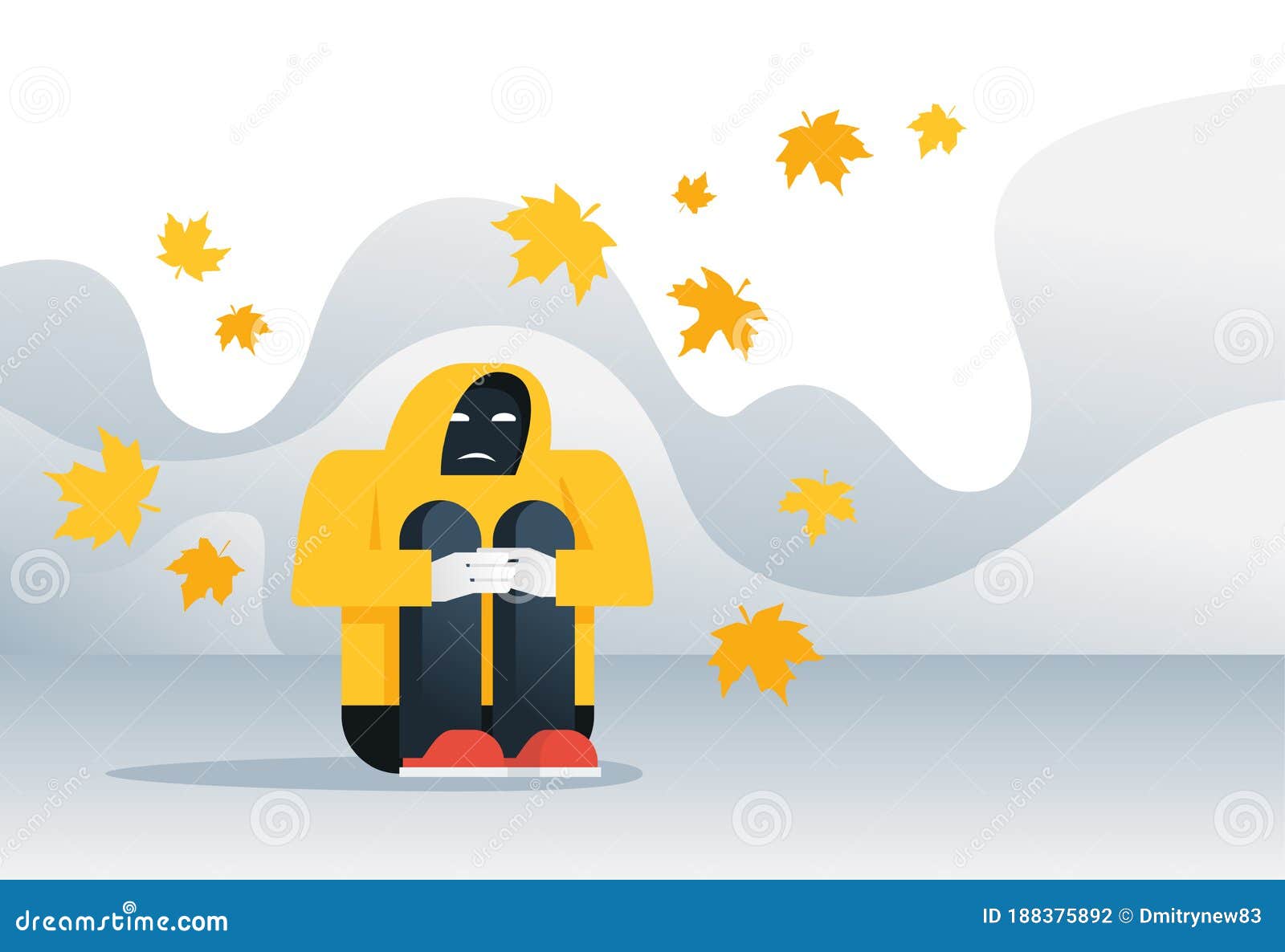 Autumn Depression, Loneliness, Solitude Melancholy Stock Vector ...