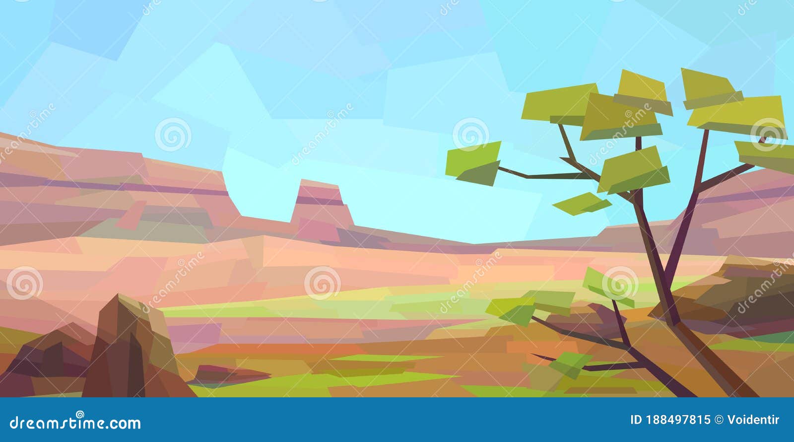 Low poly canyon landscape stock vector. Illustration of rocks - 188497815