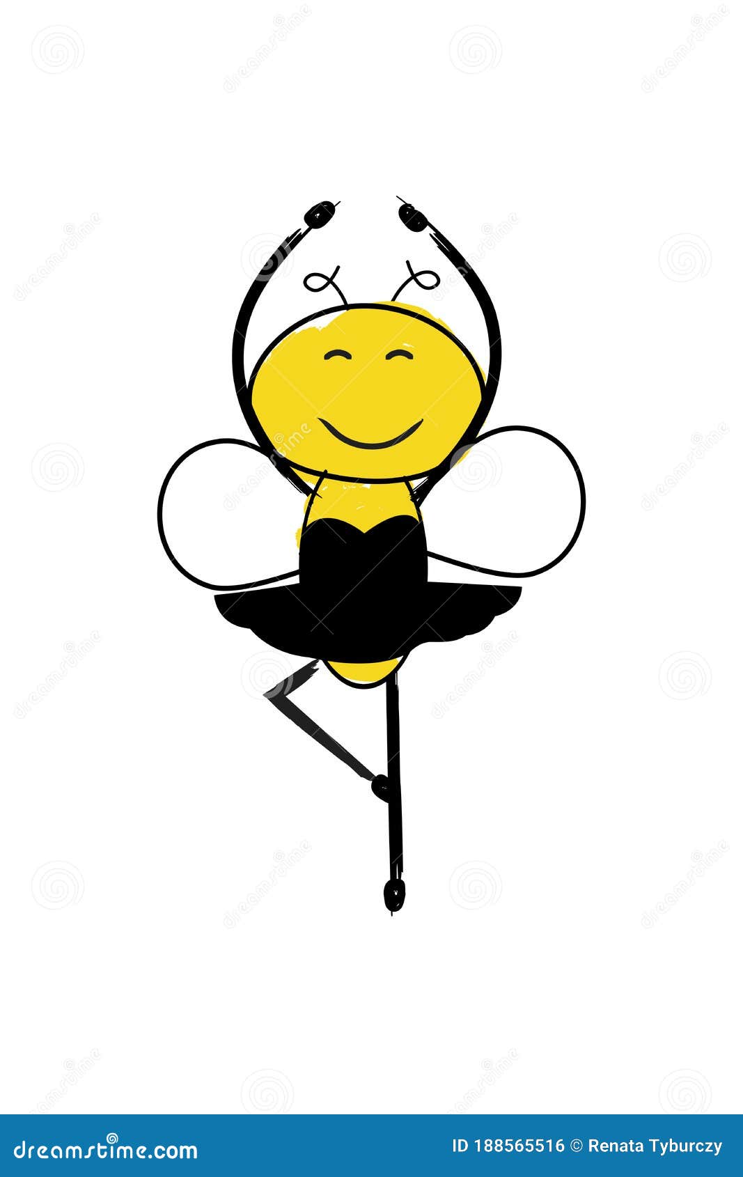 Cartoon Cute Bee Dancing in Ballet Pose As a Ballerina Stock Vector ...