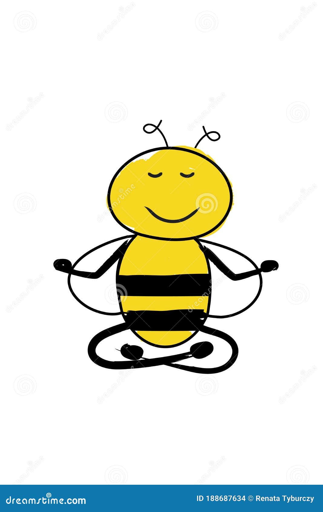 Cartoon Cute Bee Sitting and Meditating Stock Vector - Illustration of ...