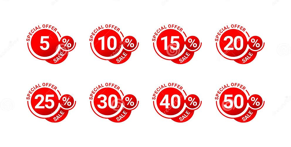 Vector Sale Tags with Different Percentage Stock Vector - Illustration ...