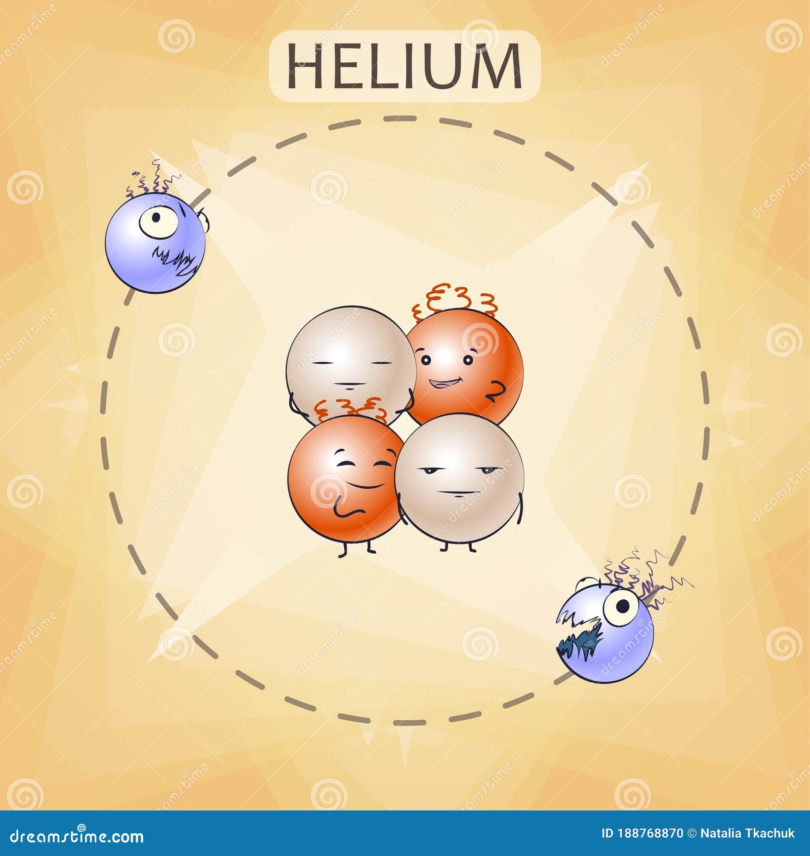 Cartoon Helium Atom, Vector Illustration Stock Vector - Illustration of ...