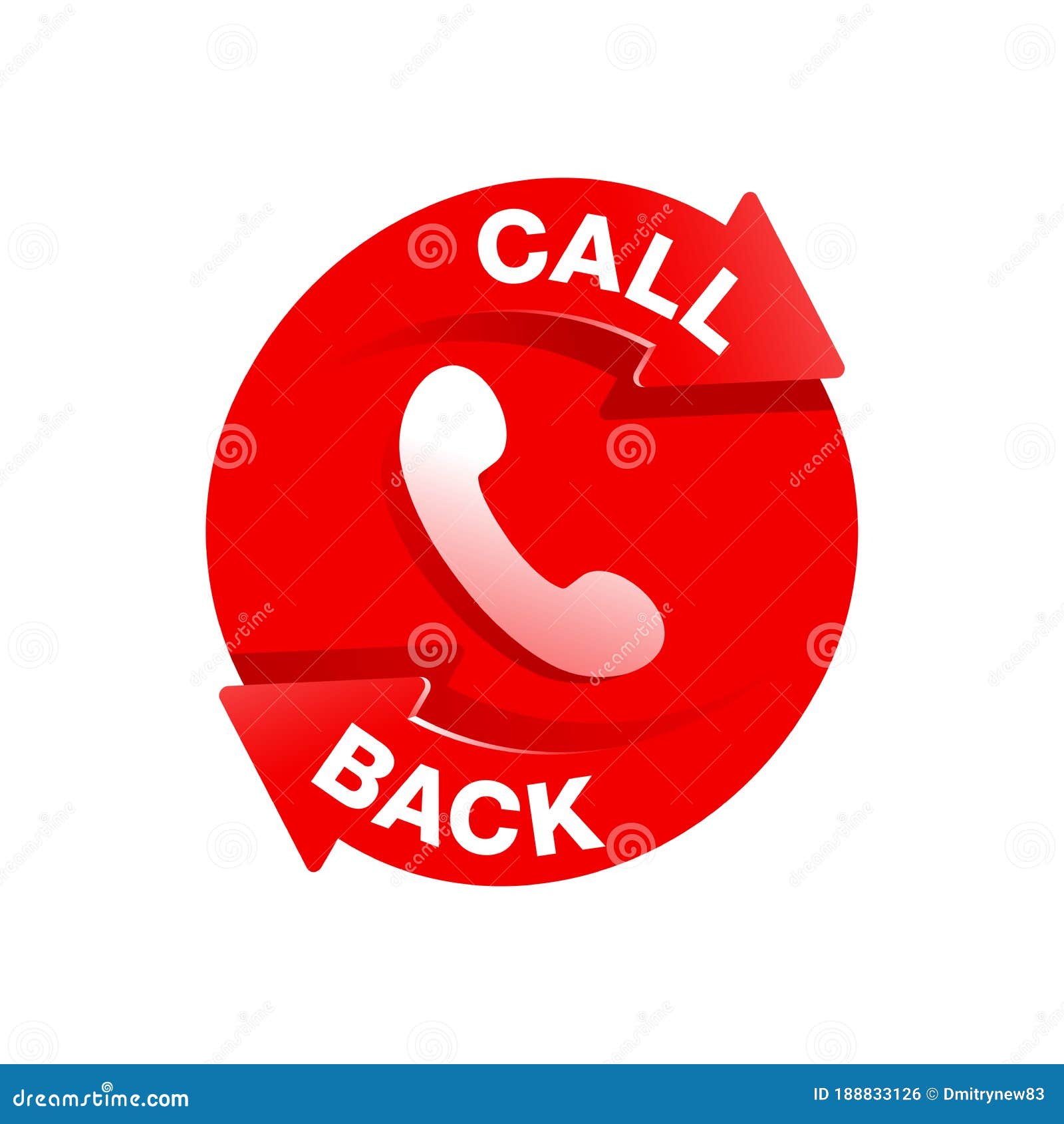Call Back Red Button With Reciprocal Arrows Cartoon Vector ...