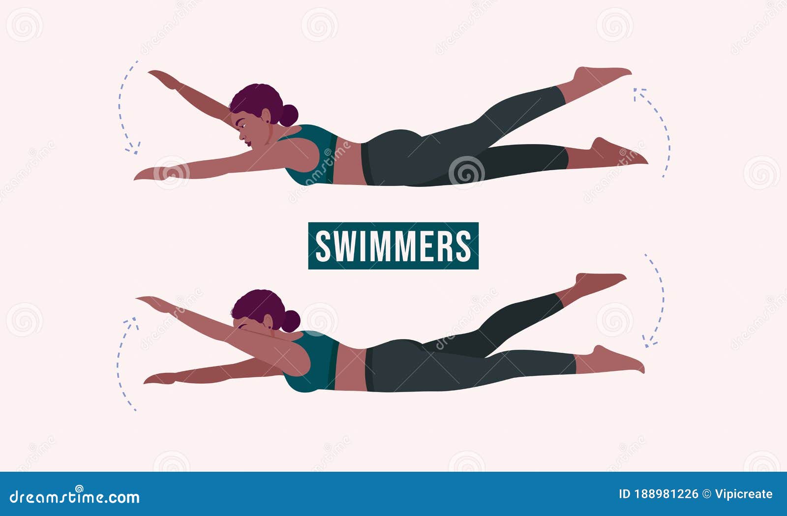 Swimmers Exercise, Woman Workout Fitness, Aerobic and Exercises. Vector ...
