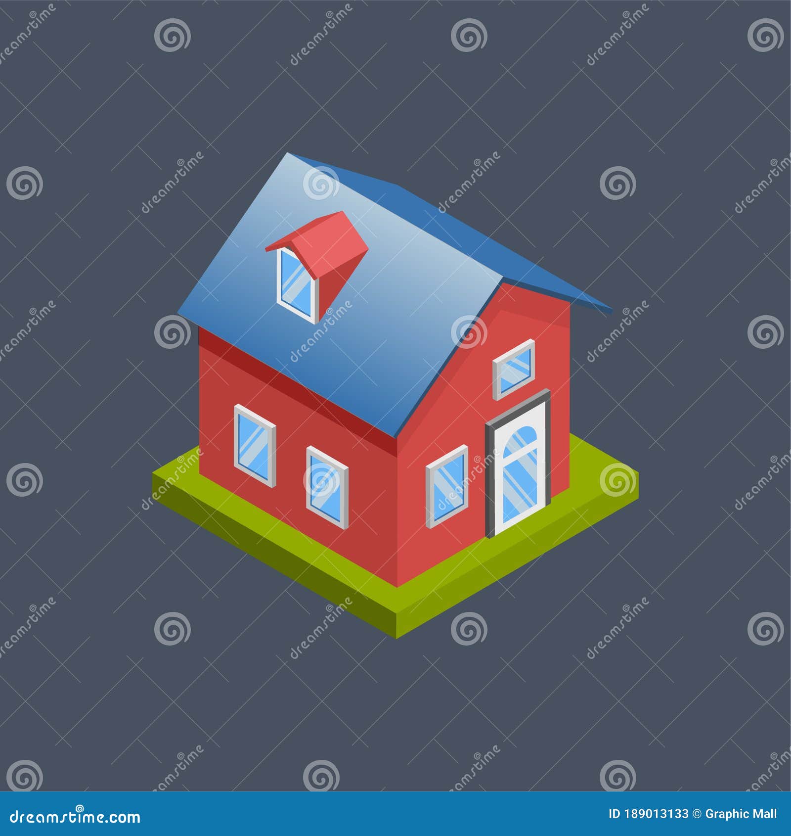 House Building - Isometric 3D Illustration. Stock Vector - Illustration ...