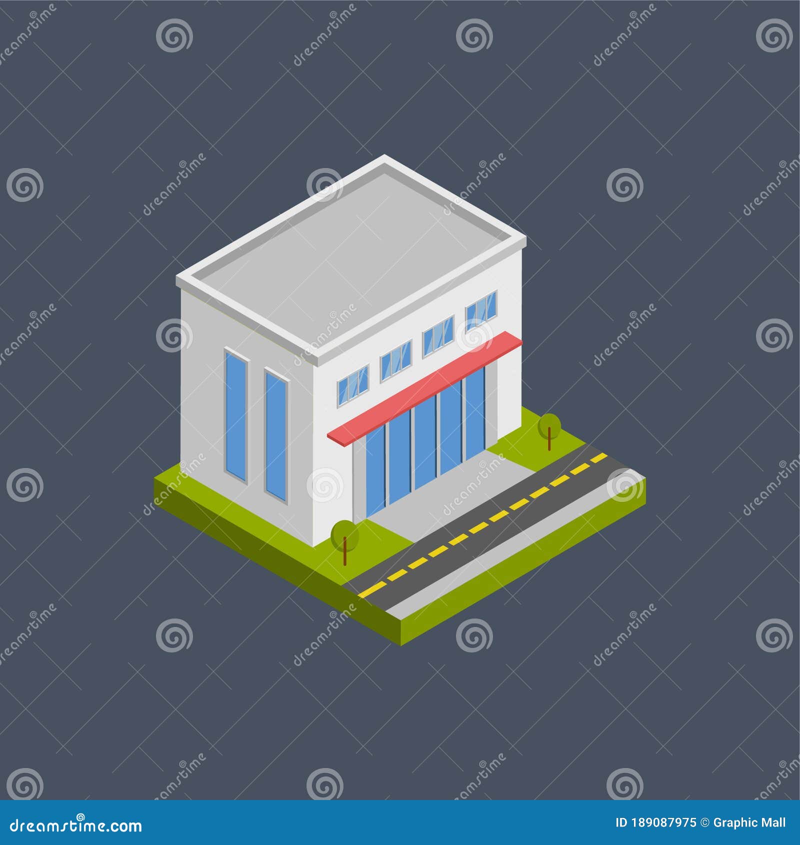 Commercial Center Building - Isometric 3D Illustration. Stock Vector ...