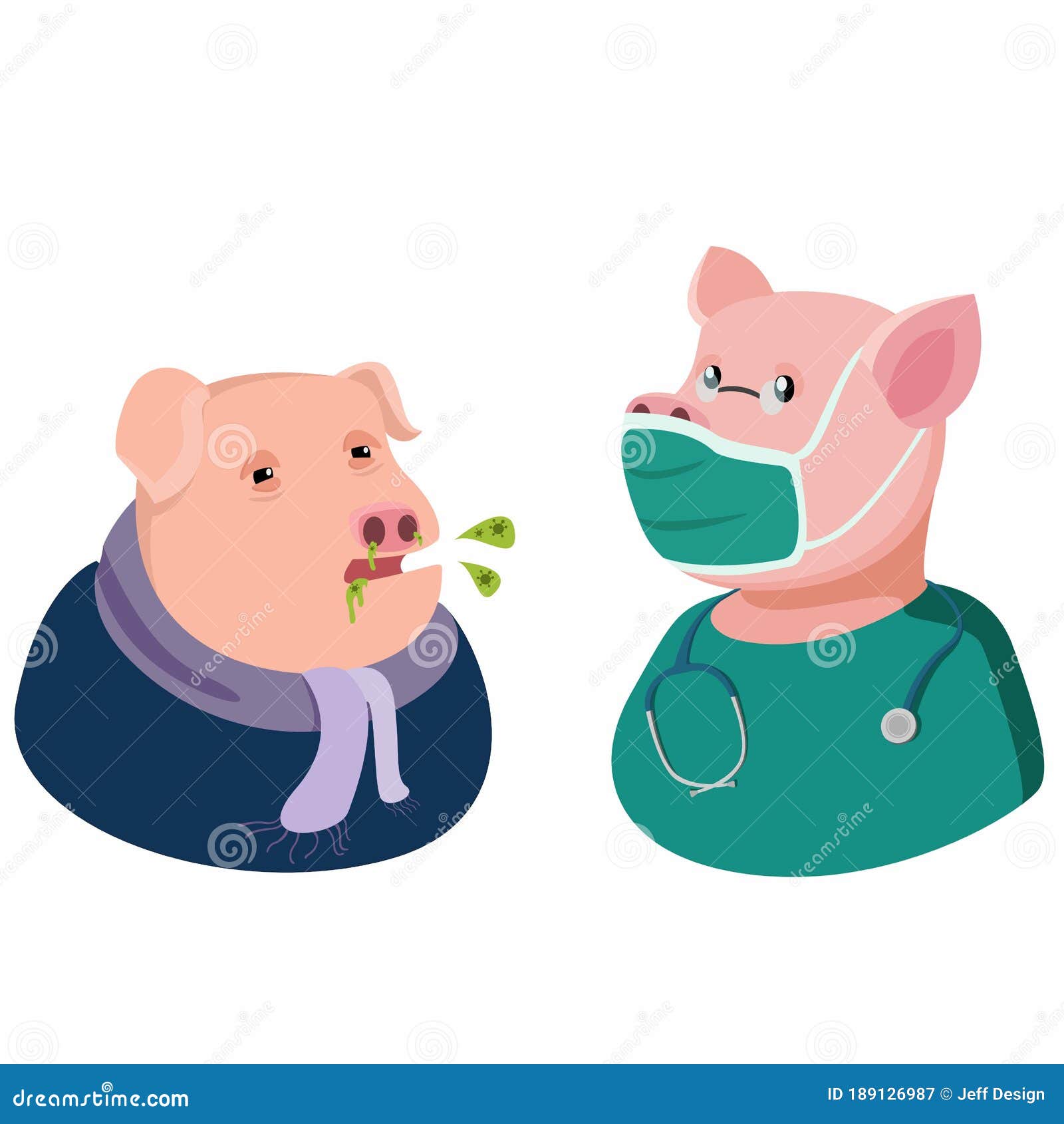 The Sick Pig Fever Patient with Pig Doctor. G4 AE H1N1 Swine Flu Virus ...