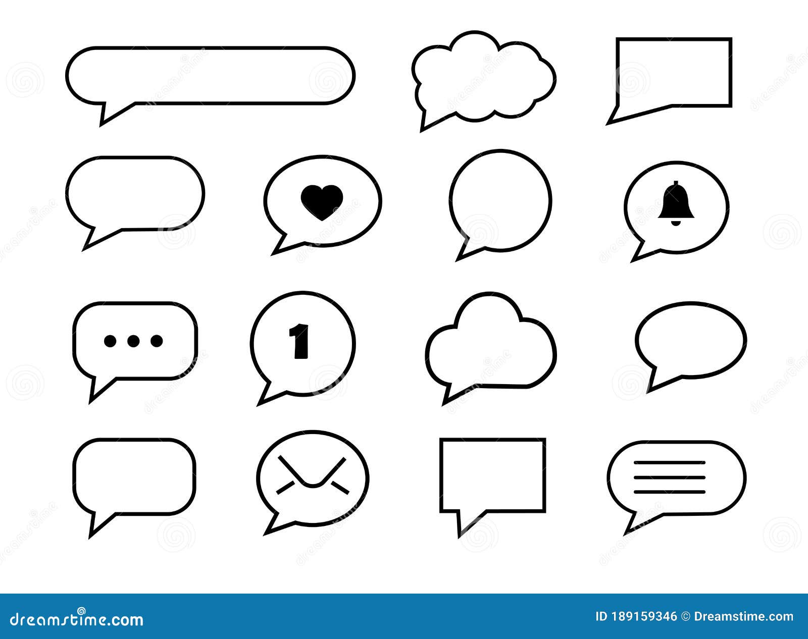 Set of Message Icons. Phrases Thoughts for Comics. Message Icons for ...