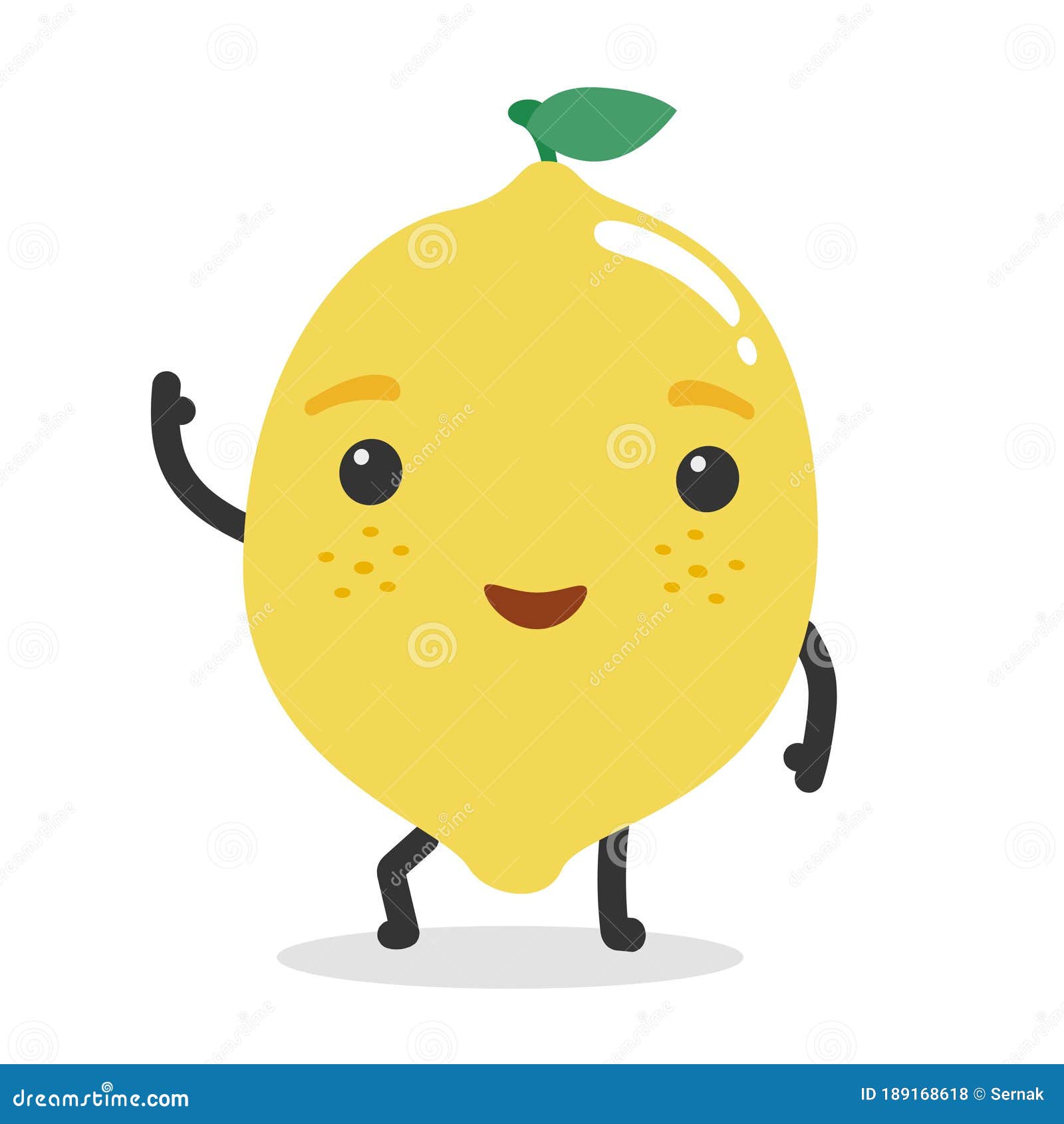Cartoon Happy Cute Smiling Lemon Character. Vector Illustration ...