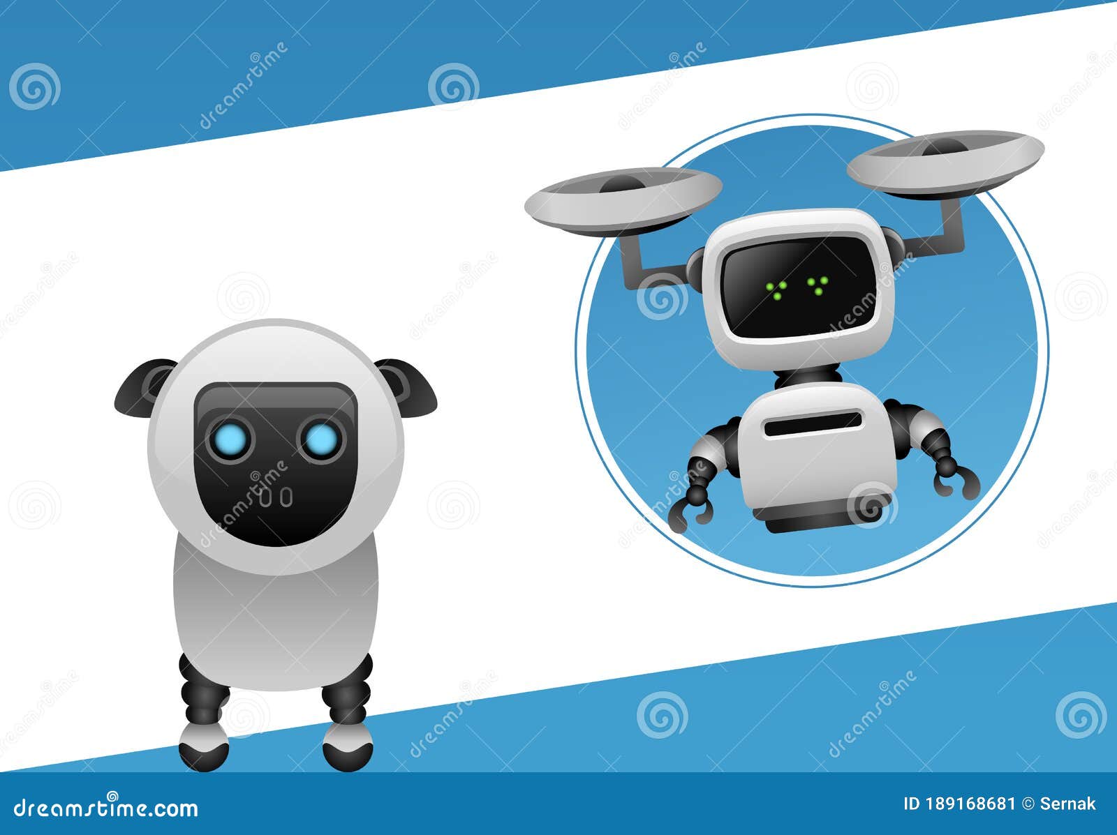 Cute Robot Character with Sheep Robot. Stock Vector - Illustration of ...