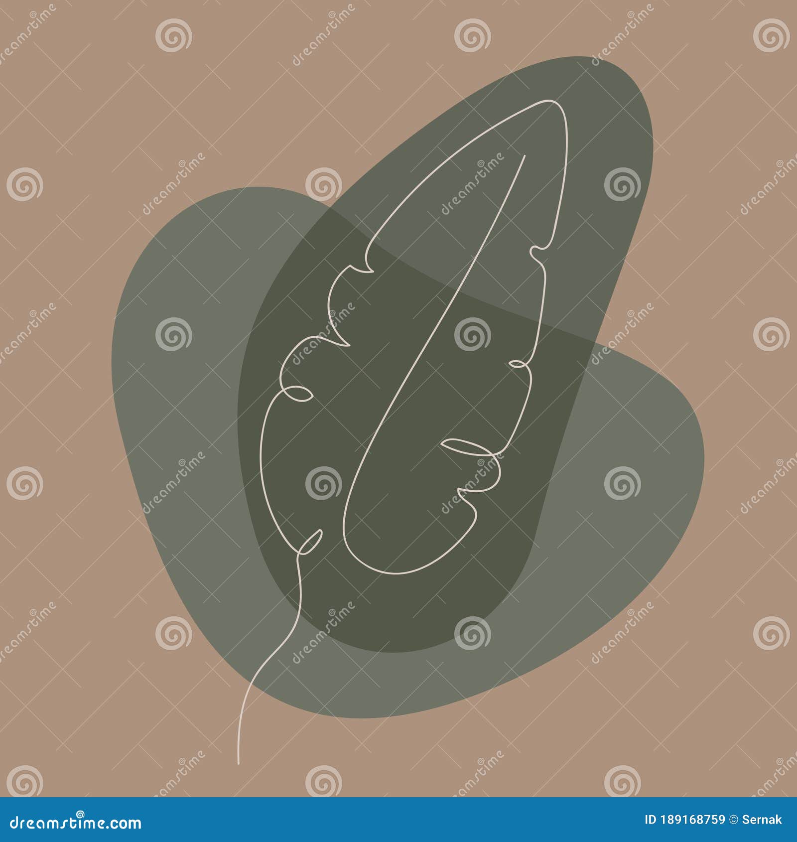 One Line Art Leaf with Abstract Design. Stock Vector - Illustration of ...
