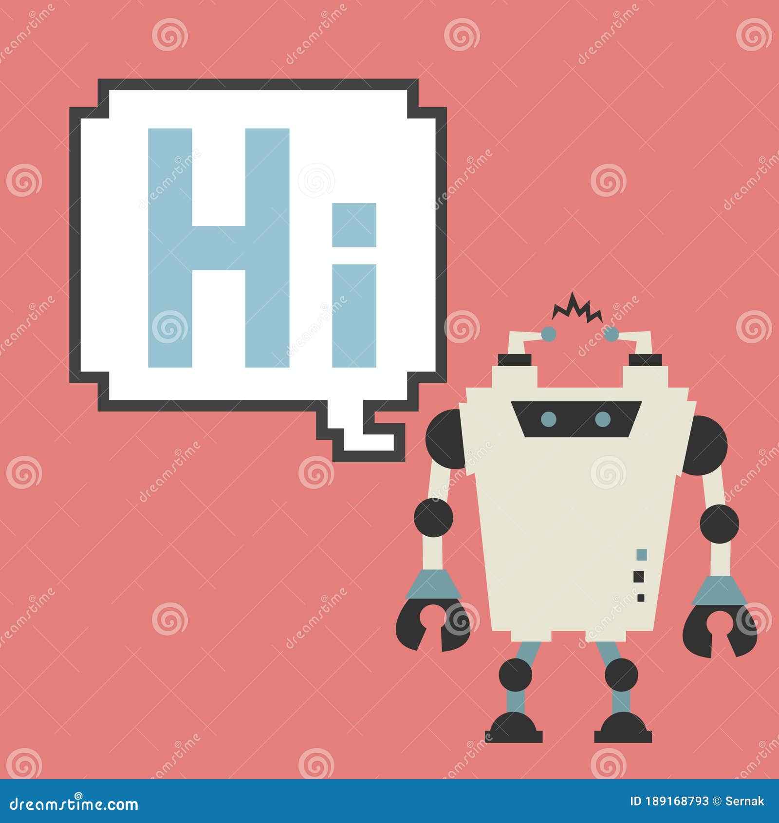 Retro Android Robot Say Hi. Stock Vector - Illustration of ...