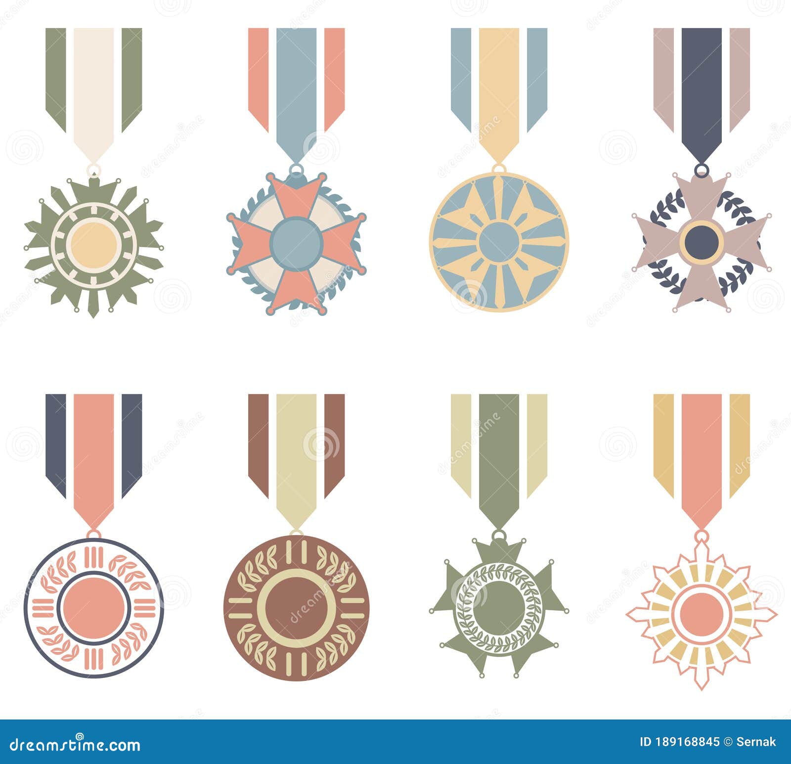 War Medals Collection with Retro Concept. Stock Vector - Illustration ...