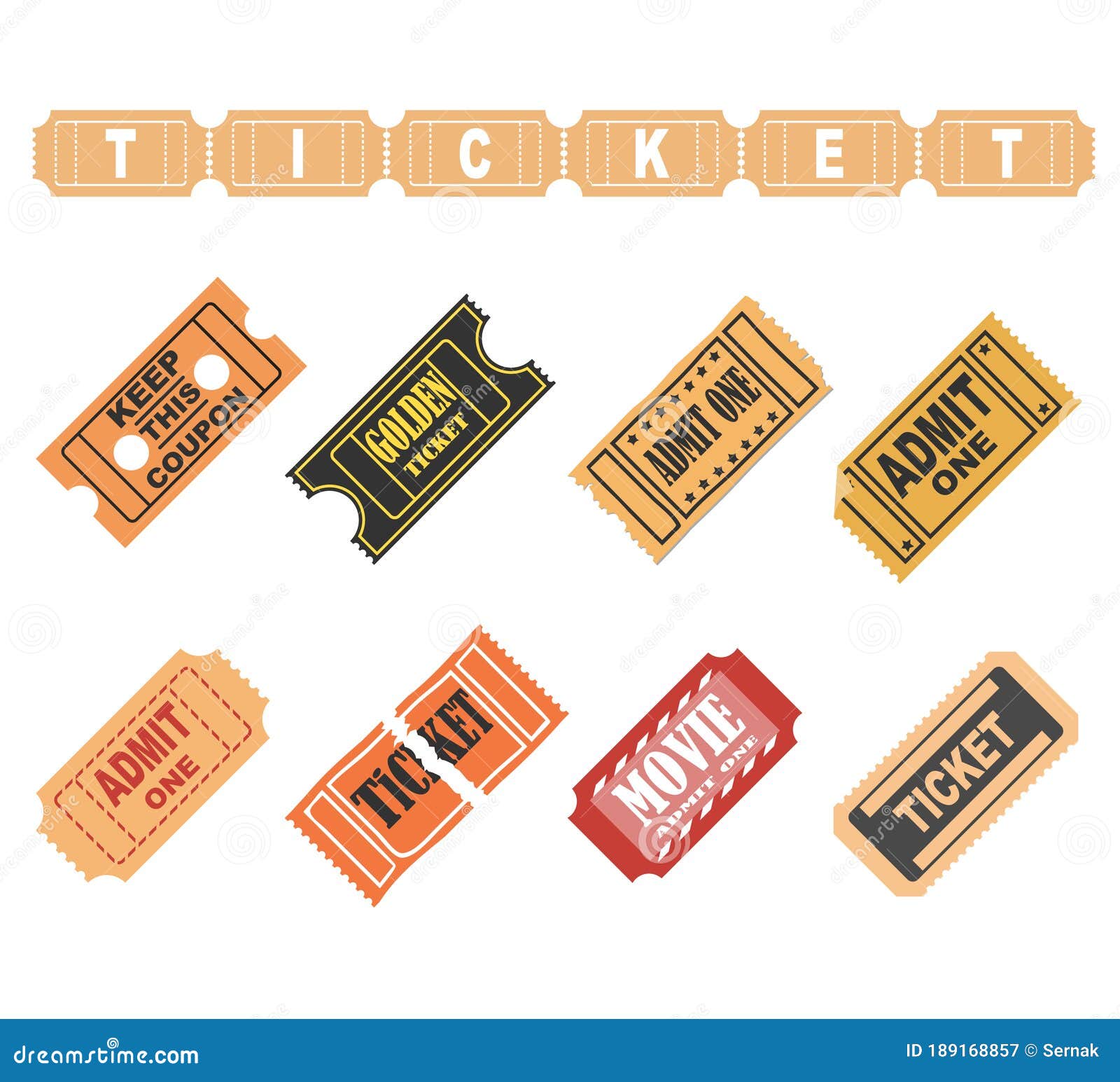 Vintage Ticket Icons Collection. Stock Vector - Illustration of pass ...